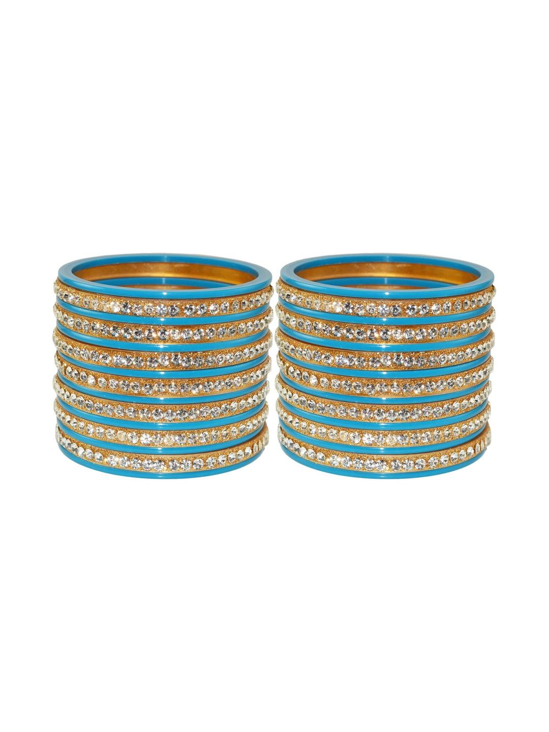 Buy Vidhya Kangan Firozi Stone Stud Acrylic Bangle With Extra Large ...