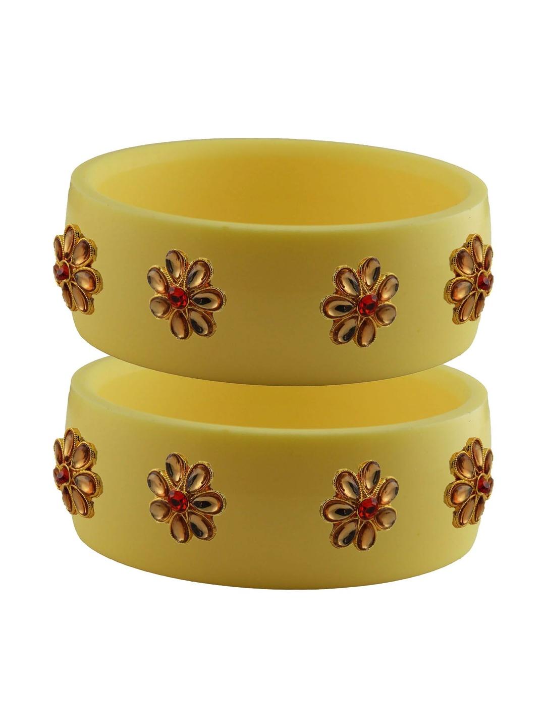 Buy Vidhya Kangan Cream Stone Stud Acrylic Extra Large Size Bangle ...