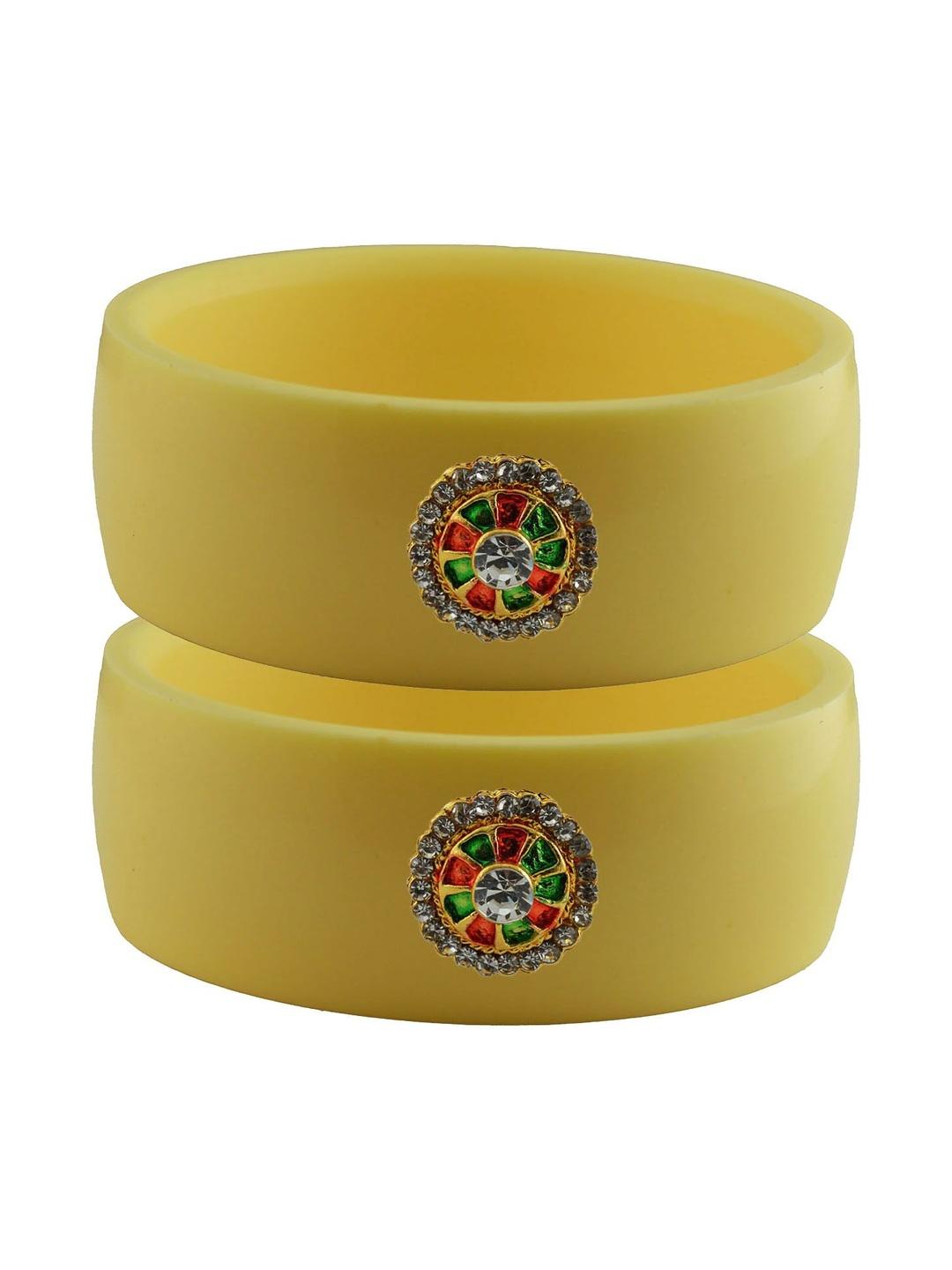 Buy Vidhya Kangan Cream Stone Stud Acrylic Extra Large Size Bangle ...