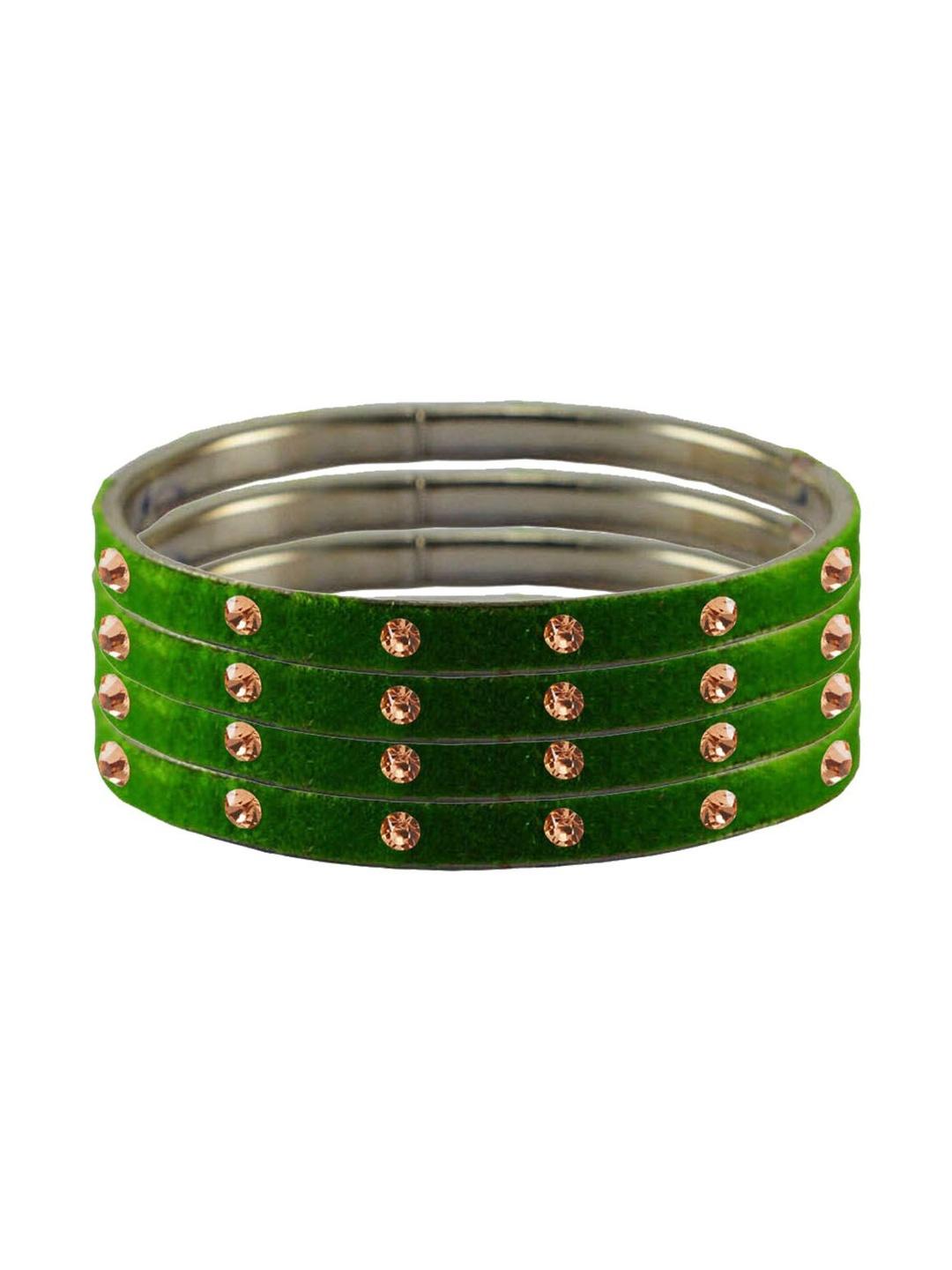 Buy Vidhya Kangan Green Stone Stud Brass Bangle With Extra Large Size ...