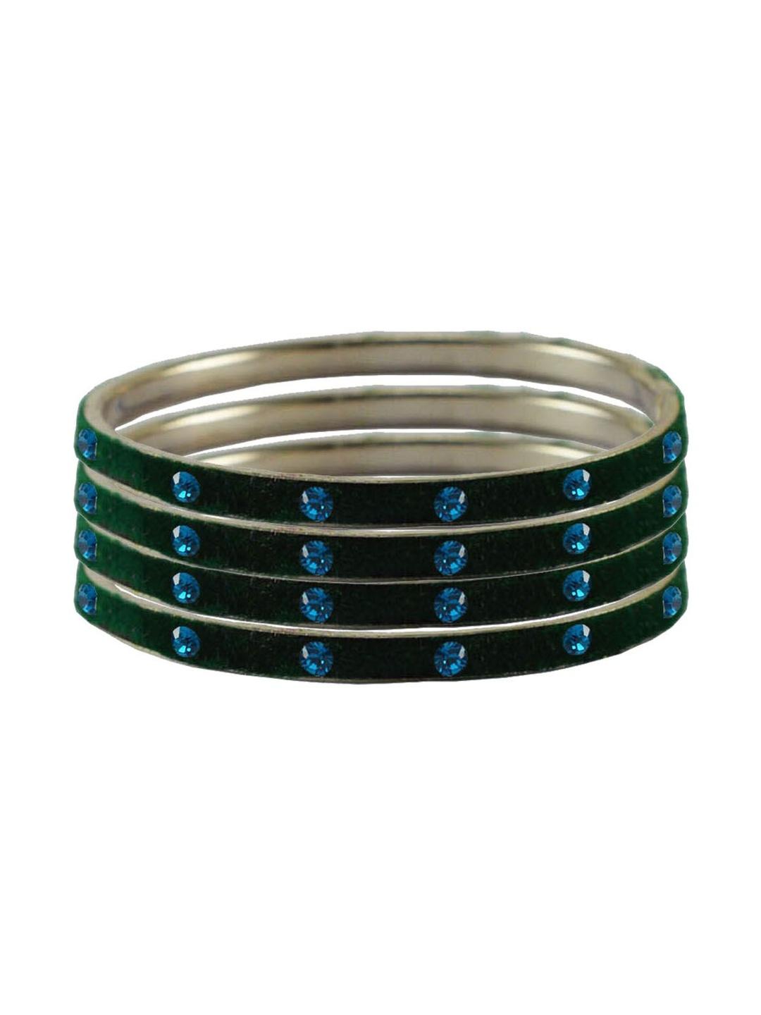 Buy Vidhya Kangan Green Stone Stud Brass Bangle With Extra Large Size ...