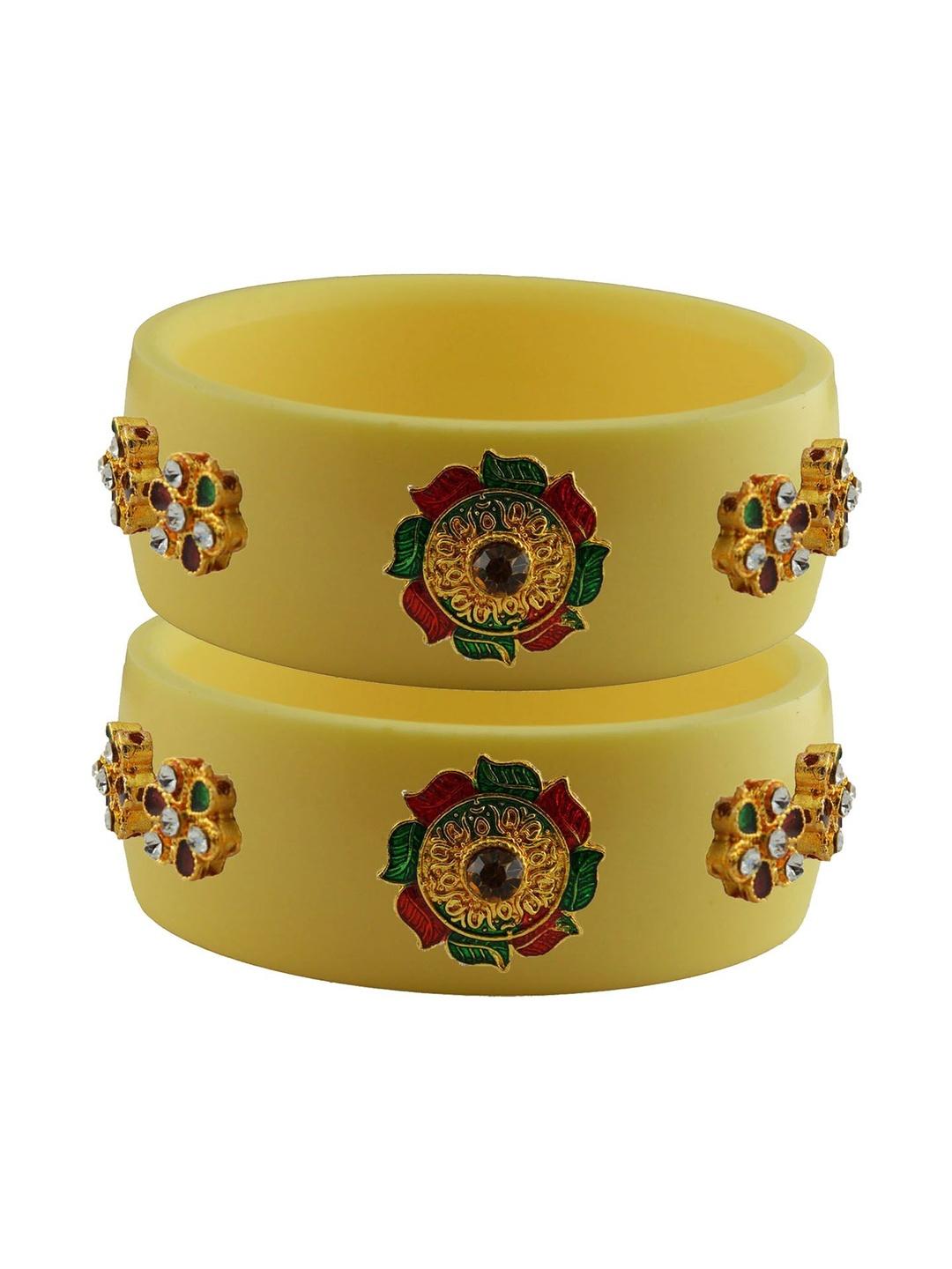 Buy Vidhya Kangan Cream Stone Stud Acrylic Extra Large Bangle - Bangle ...