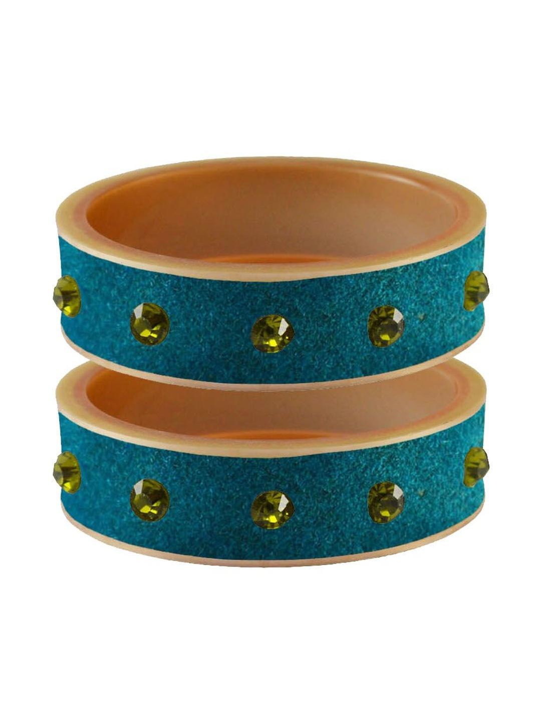 Buy Vidhya Kangan Firozi Stone Stud Acrylic Bangle With Extra Large ...
