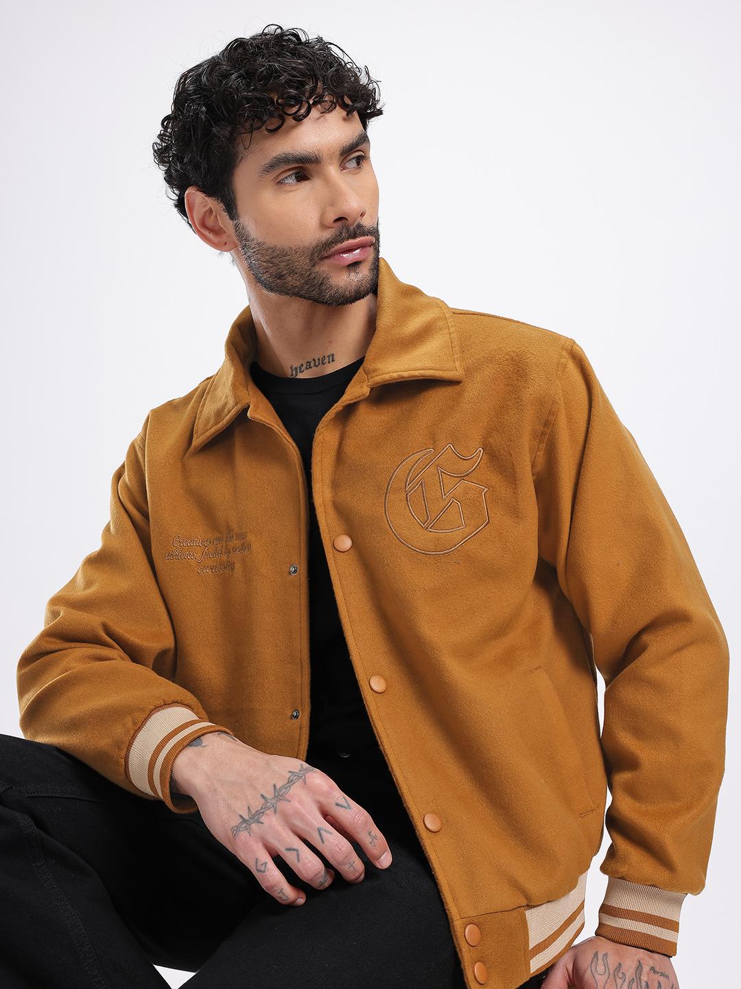 Buy Glitchez Embroidered Detail Suede Finish Bomber Jacket - Jackets ...