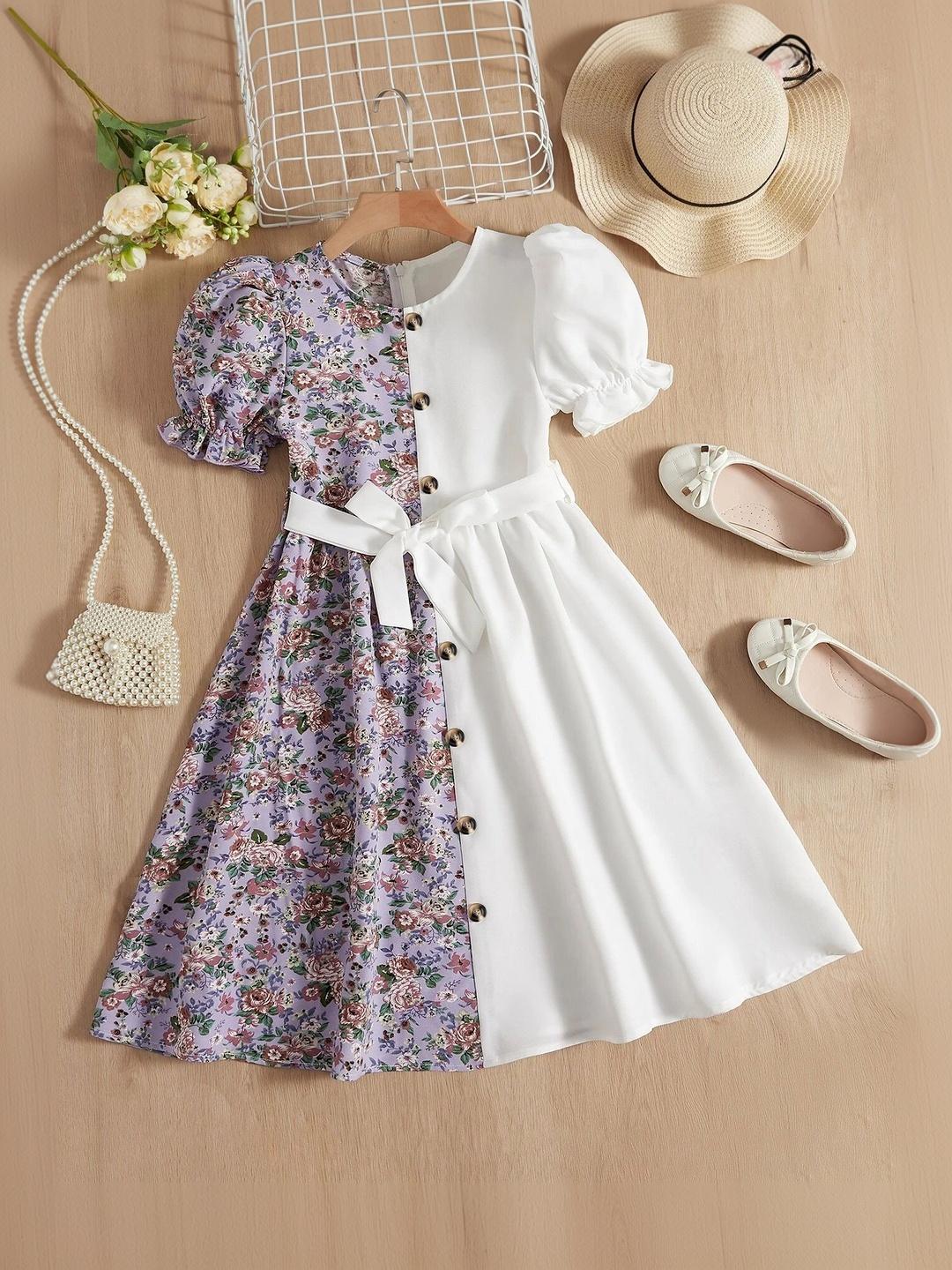 Buy Flora Floral Print Flutter Sleeve Fit & Flare Dress - Dresses for ...