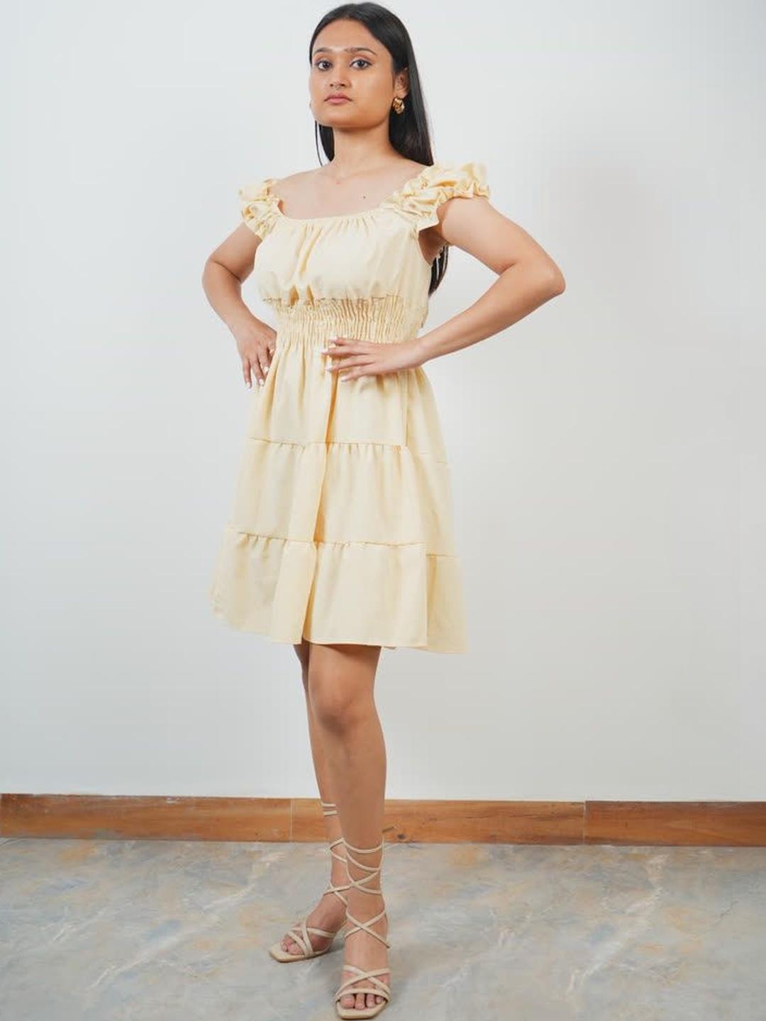 Buy ZYLAKK Off Shoulder Puff Sleeve Fit & Flare Dress - Dresses for ...