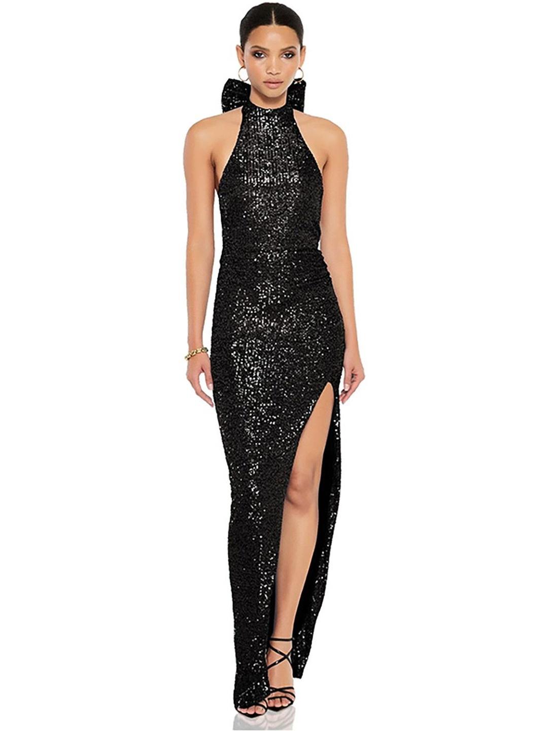 Buy JC Mode Embellished Halter Neck Maxi Dress - Dresses for Women ...