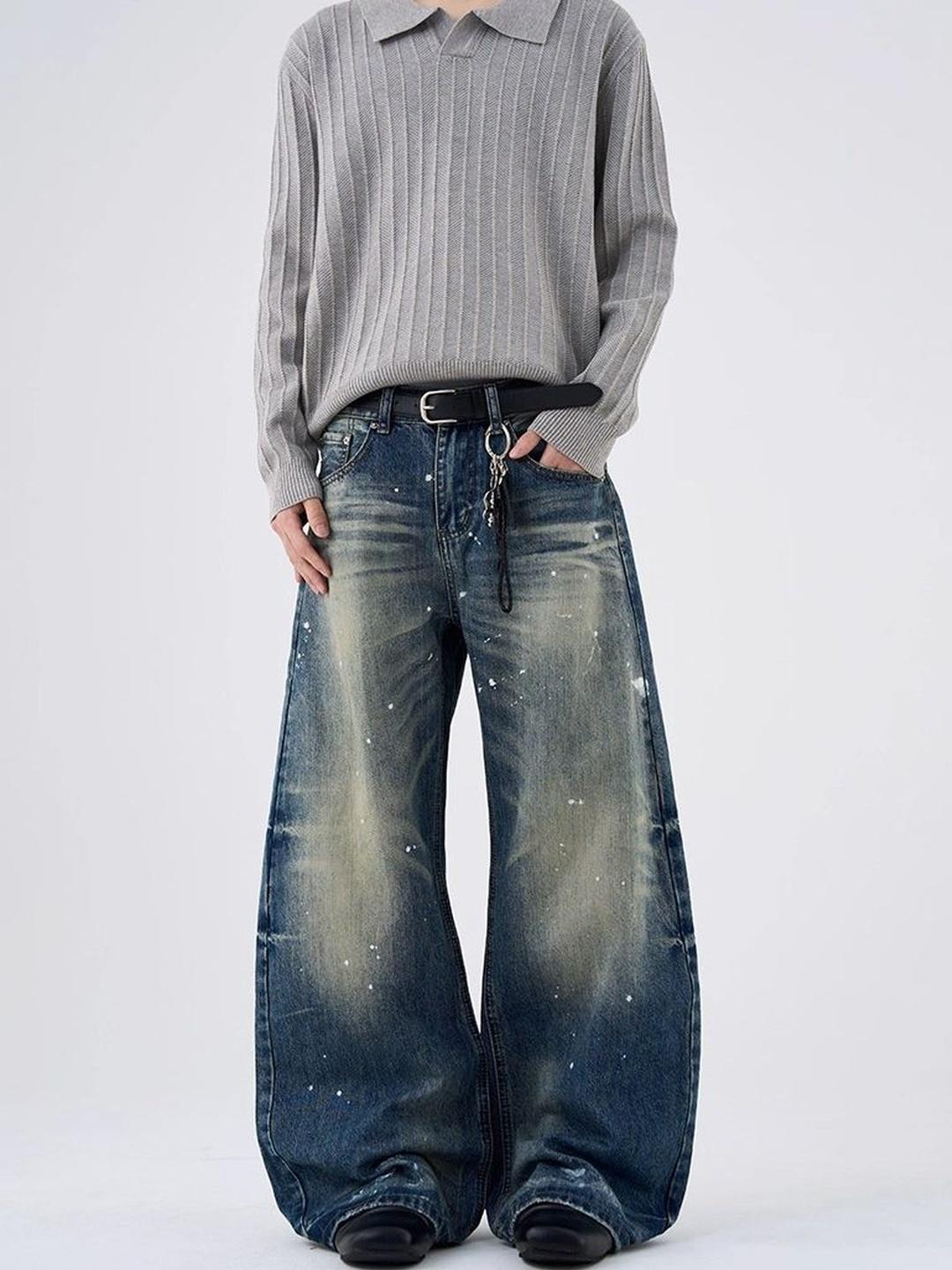 Buy StyleCast X Revolte Men Wide Leg Mid Rise Light Fade Applique Jeans ...