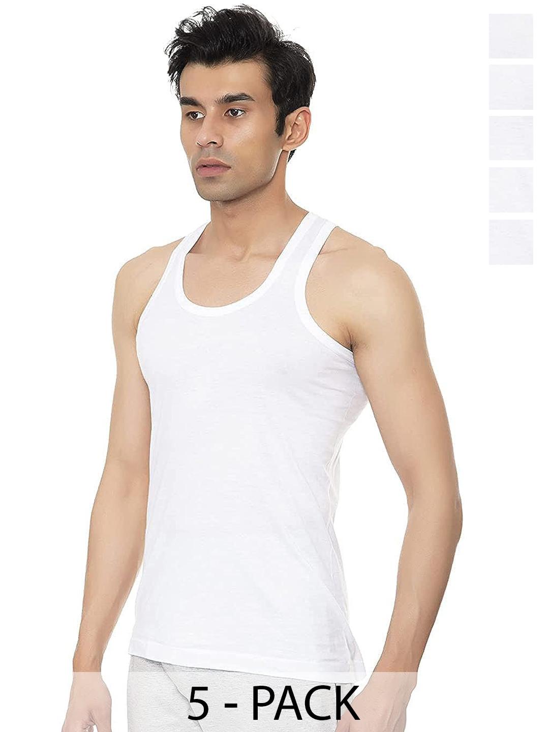 Buy AMUL COMFY Pack Of 5 Cotton Basic Innerwerar Vests Comfy White RN 5 ...