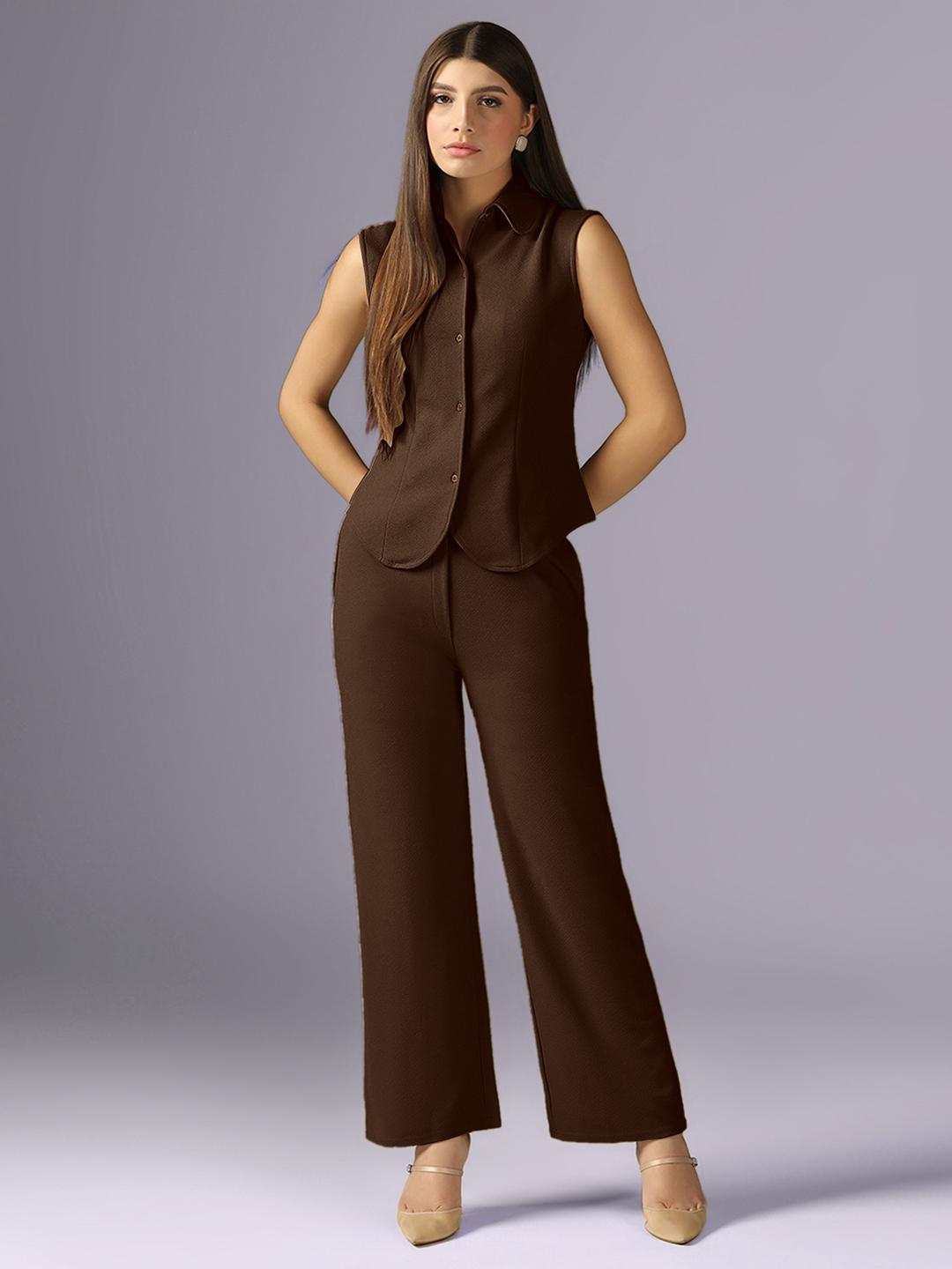 Buy Selvia Shirt Collar Top & Trousers Co Ords - Co Ords for Women ...