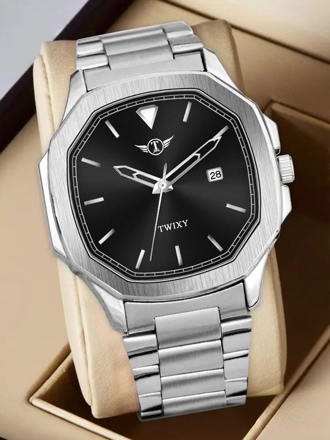 Buy TWIXY Men Dial & Stainless Steel Straps Analogue Date Aperture ...