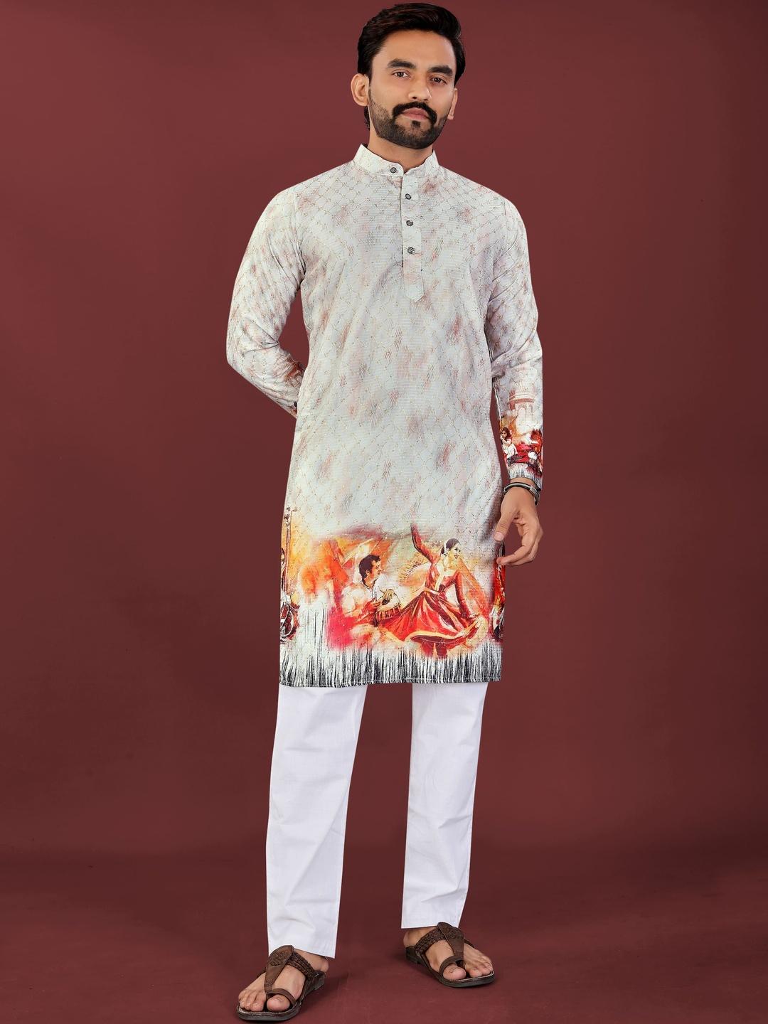 Buy CHARLOTTE GRACIOUS Men Ethnic Motifs Printed Sequinned Indie Prints ...