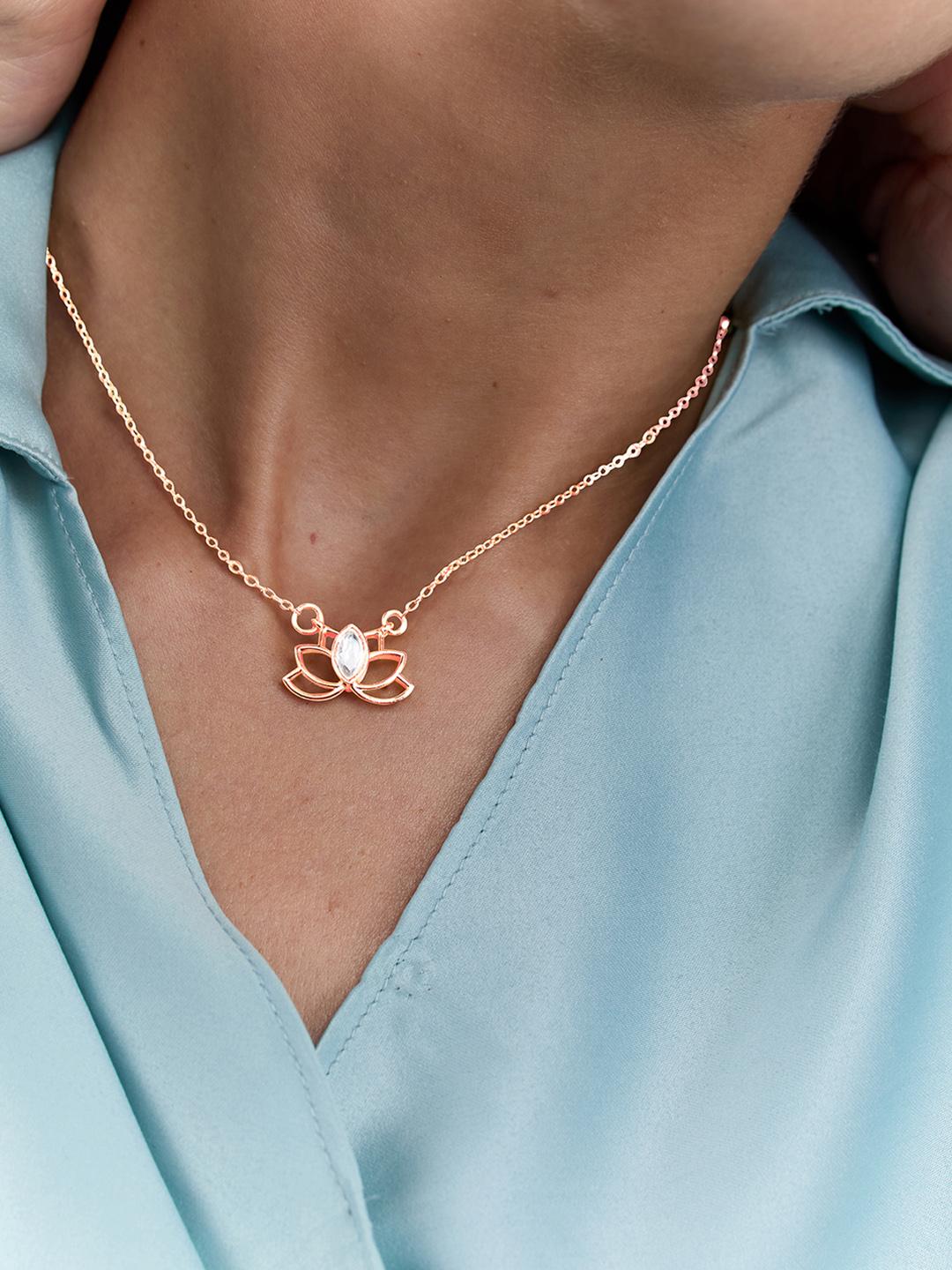Buy AIKA BY MINUTIAE Brass Rose Gold Plated Handcrafted Necklace ...