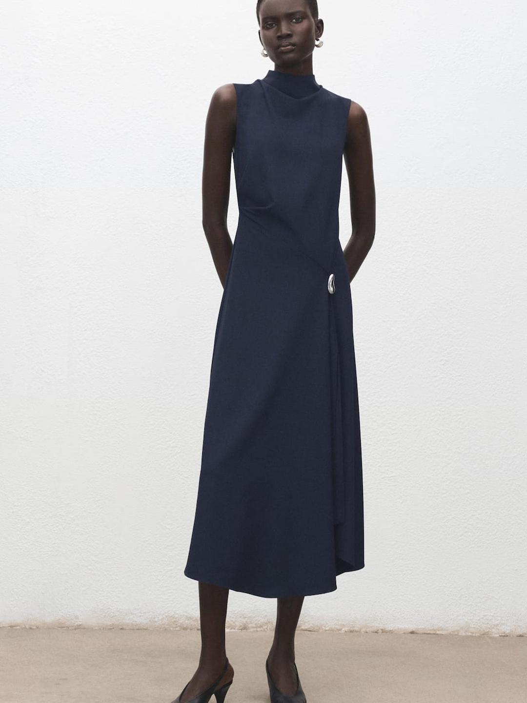 Buy MANGO High Neck A Line Midi Dress With Front Slit - Dresses for ...