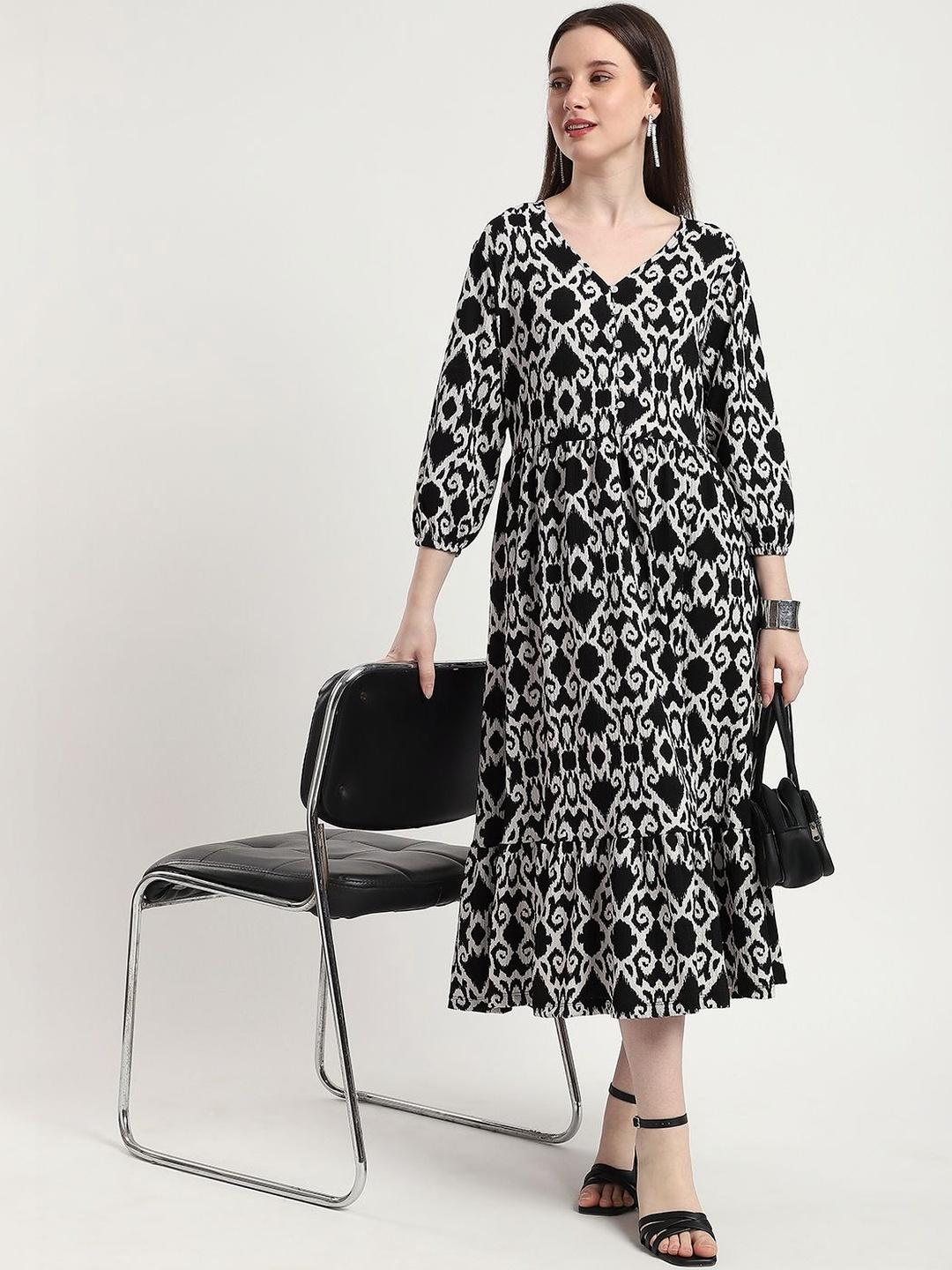 Buy R&B Print A Line Midi Dress - Dresses for Women 38533031 | Myntra