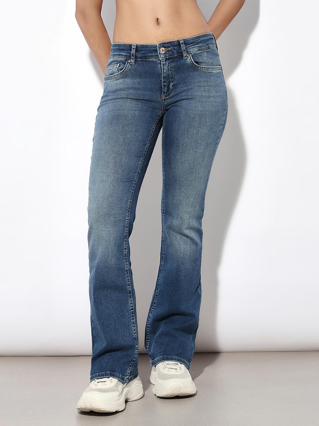 Buy ONLY Women Low Rise Light Fade Stretchable Wide Leg Jeans - Jeans ...