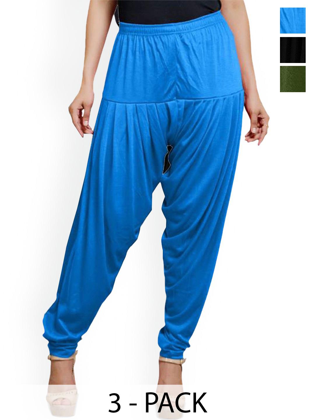 Buy AFRA GARMENTS Women Pack Of 3 Mid Rise Loose Fit Patiala - Patiala ...