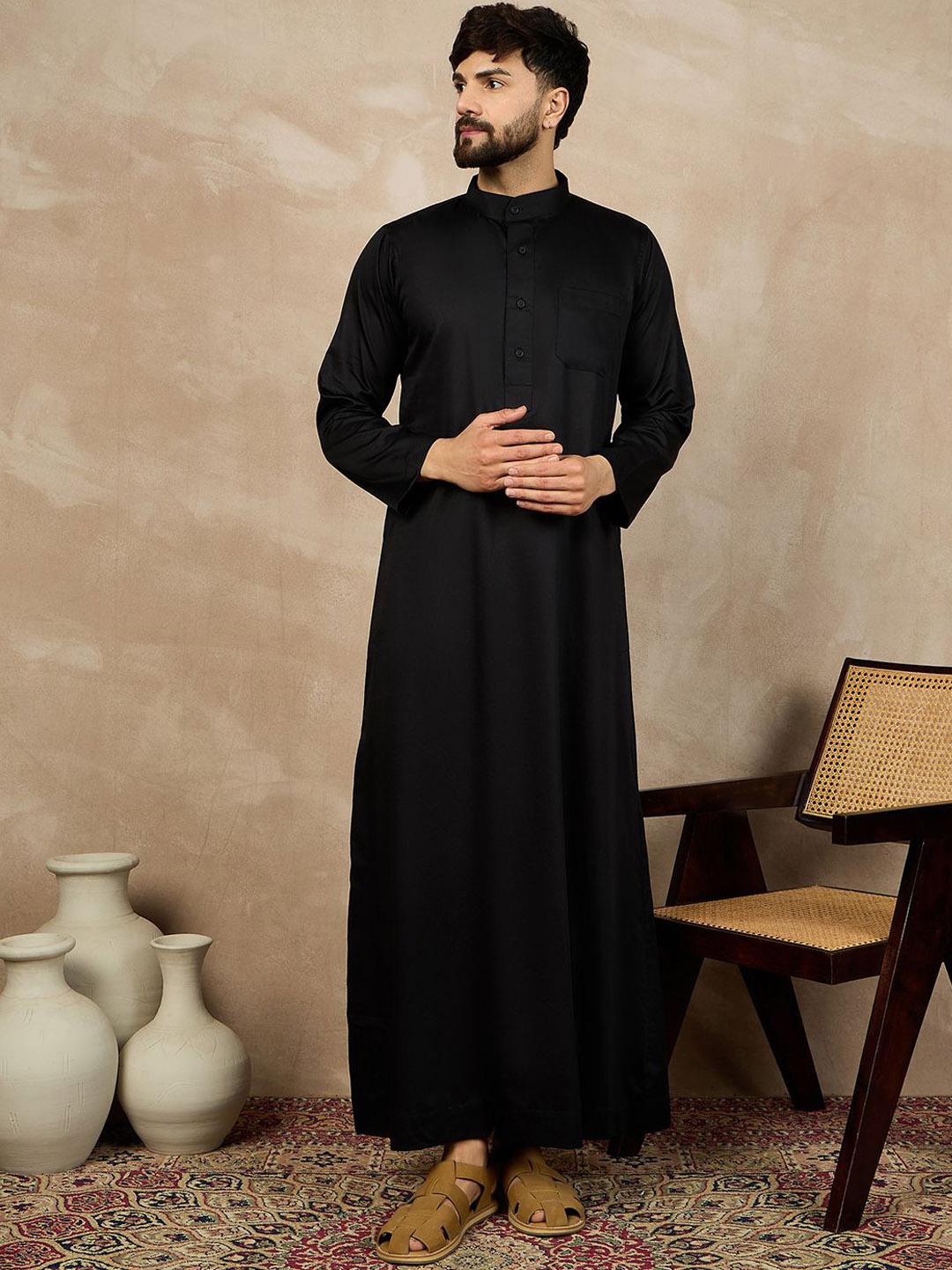 Buy NABIA Band Collar Pure Cotton Long Kurta - Kurtas for Men 32705736 ...