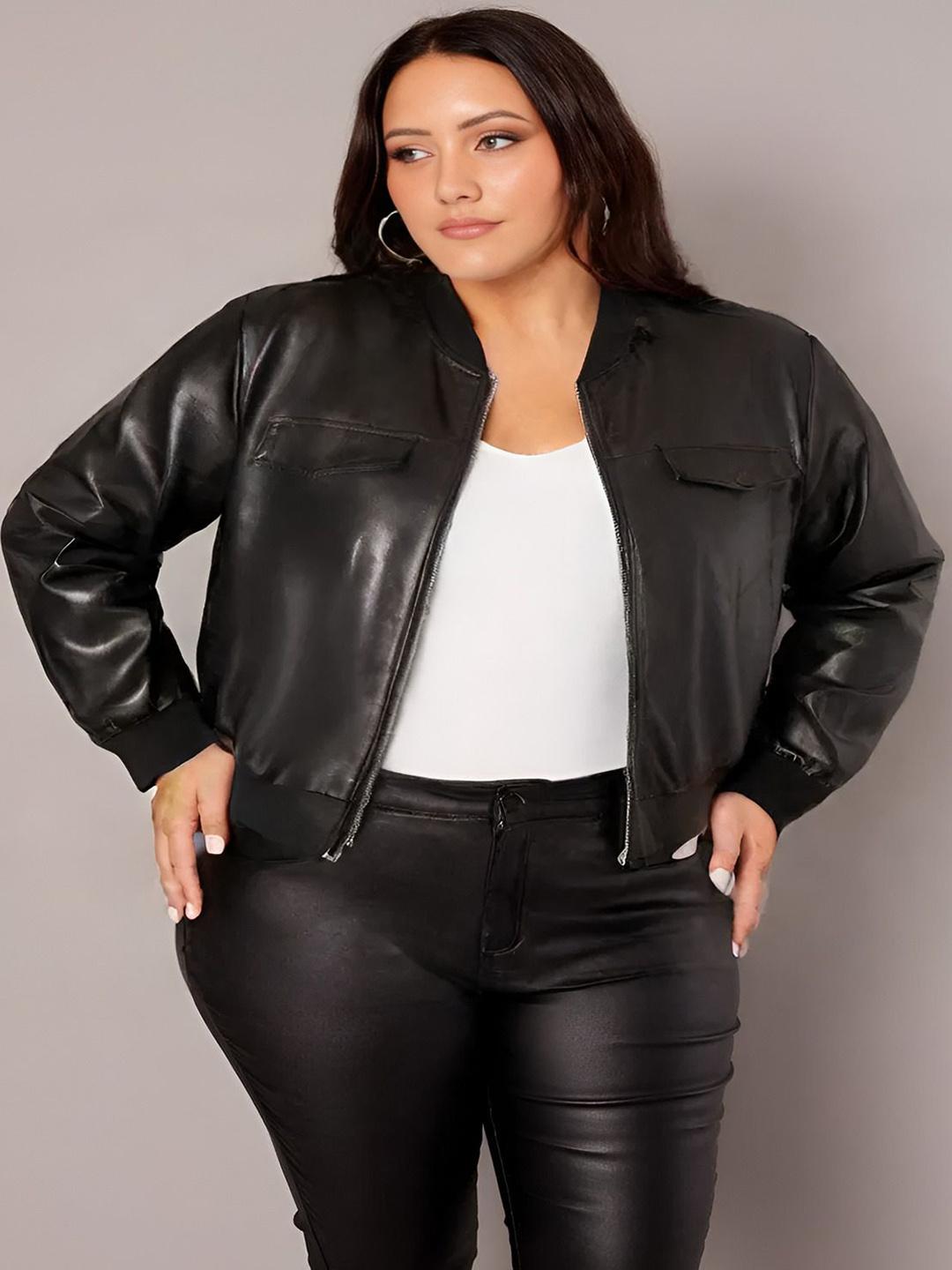 Buy Shiv Traders Collection Women Solid Long Sleeves Leather Jacket ...