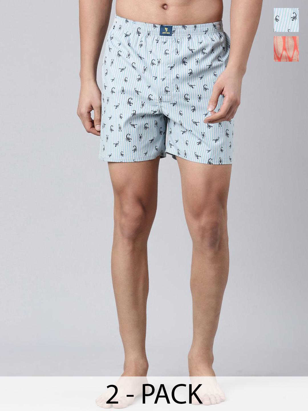 Buy JOVEN Pack Of 2 Printed Pure Cotton Boxers JB2P FKSS - Boxers for ...
