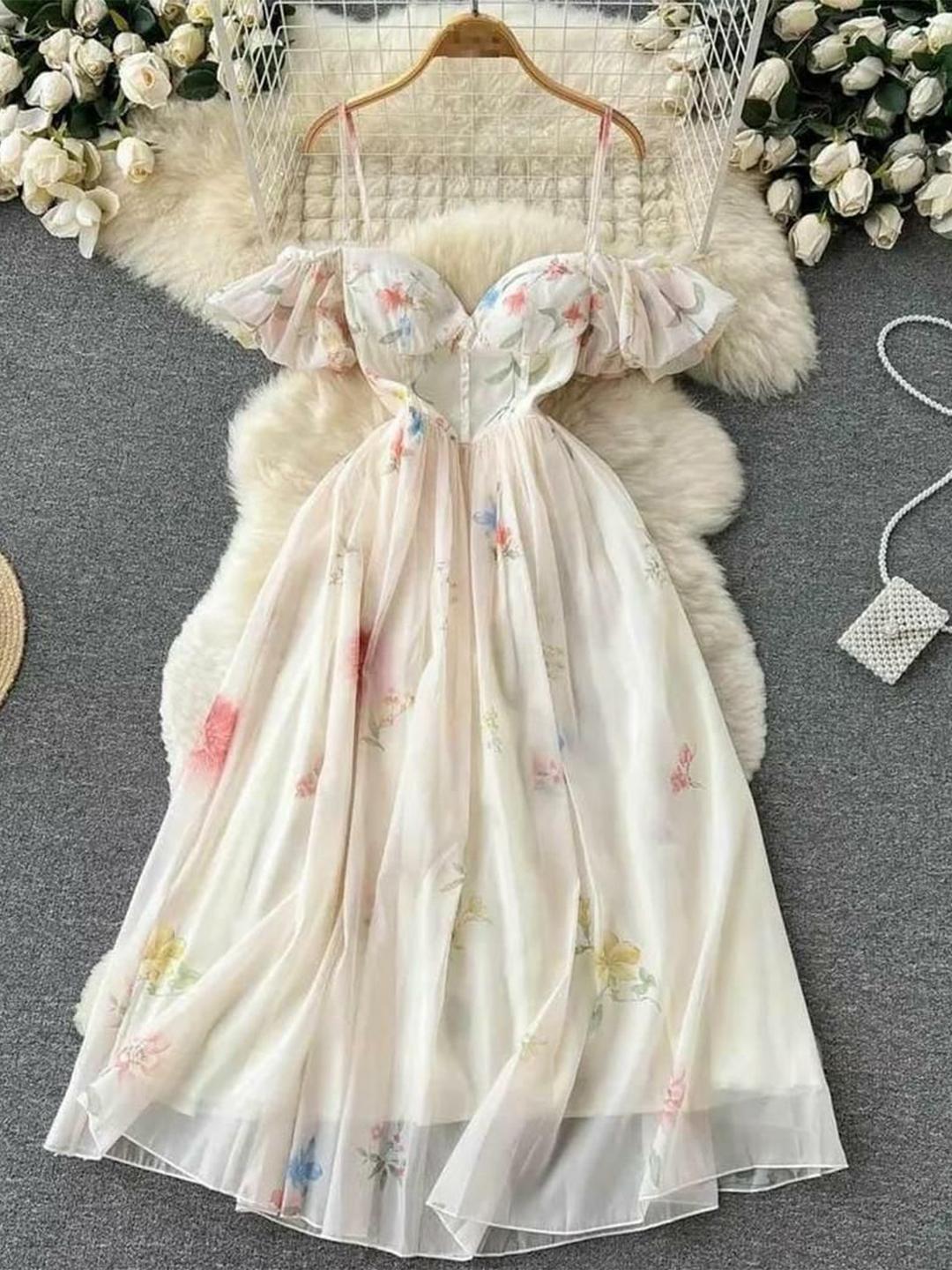 Buy Alamode By Akanksha Women Disa Floral Midi Dress In Ivory - Dresses ...