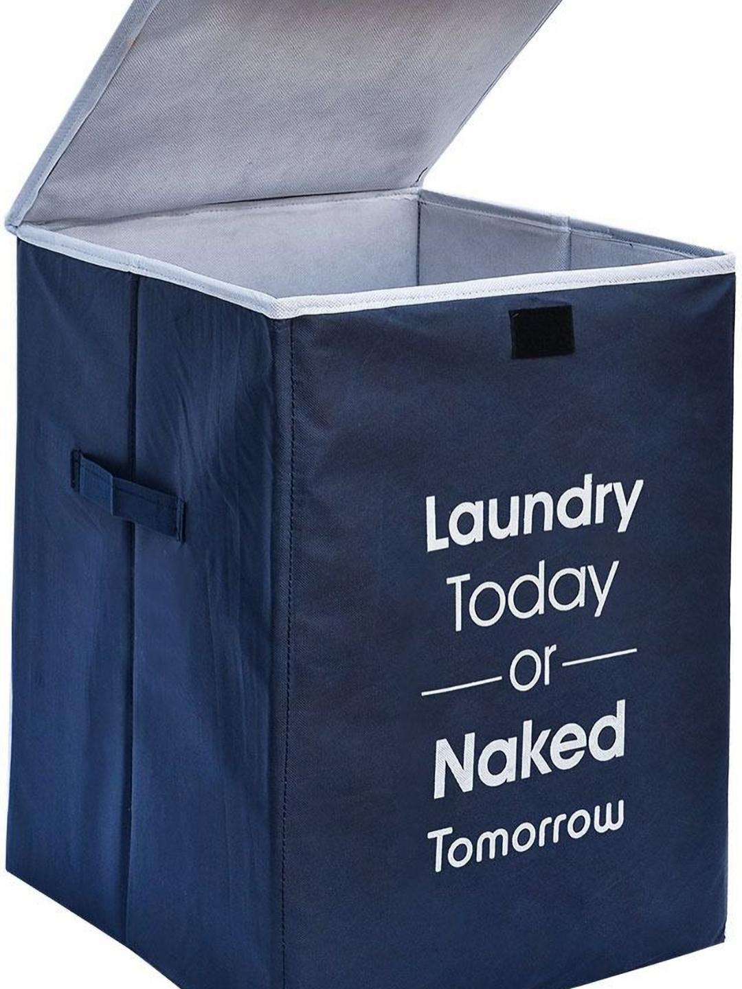 Buy ZOVIRA White & Blue Printed Foldable Laundry Bag 75 L - Laundry Bag ...