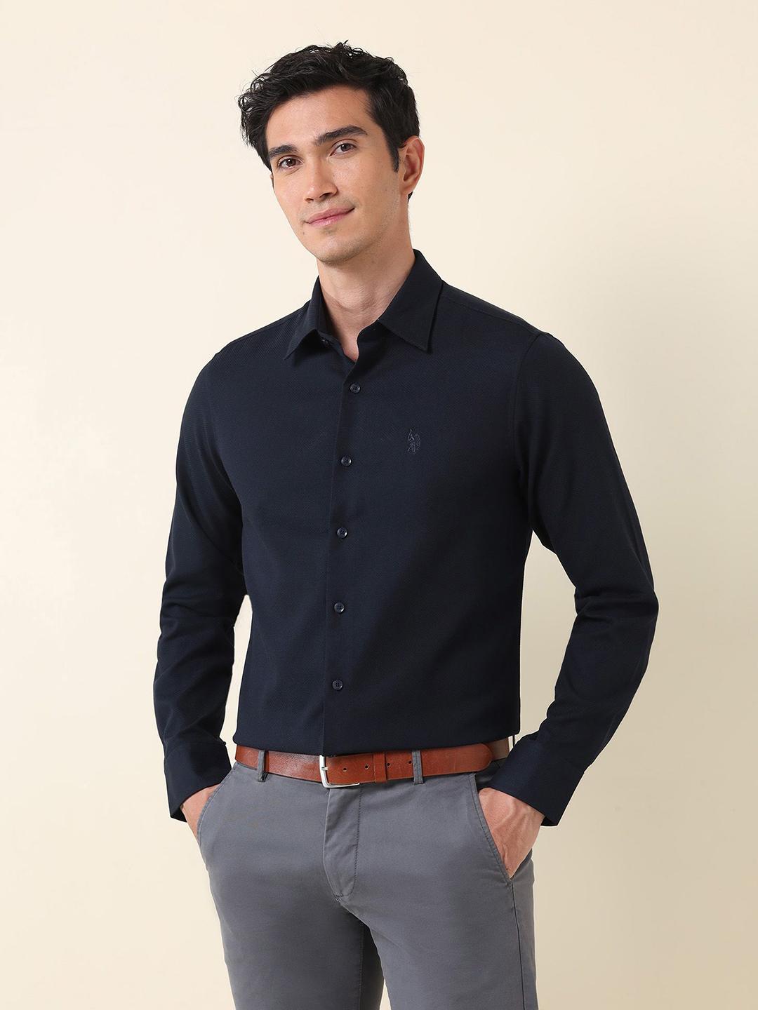 Buy U.S. Polo Assn. Men Classic Tailored Fit Opaque Formal Shirt ...