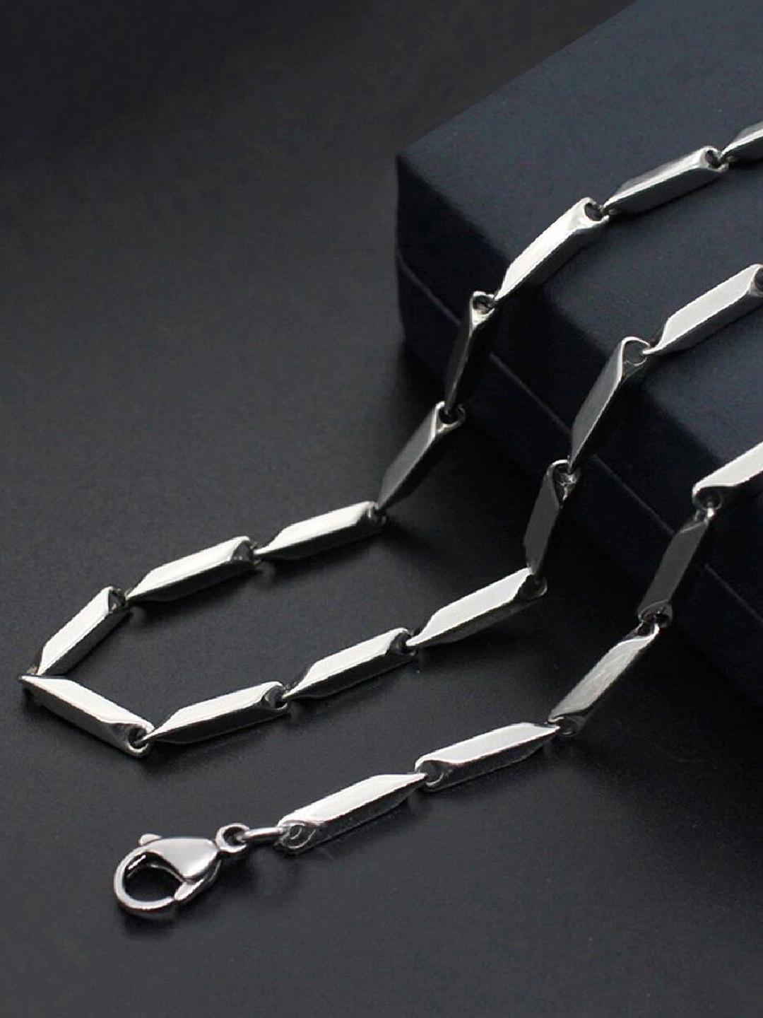 Buy RUHI COLLECTION Unisex Silver Plated Minimal Link Rice Chain ...