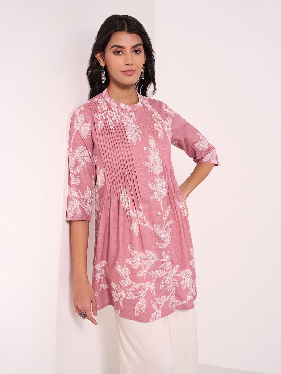 Buy RANGMANCH BY PANTALOONS Mandarin Collar Printed Tunic - Tunics for ...