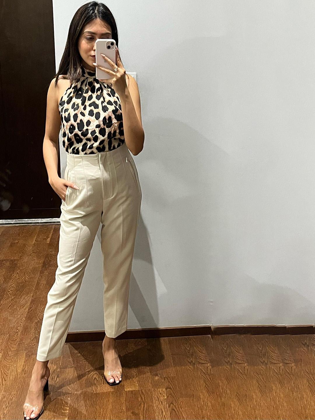 Buy Alamode By Akanksha Women Beige Luxe Fred Formal Pants - Trousers ...