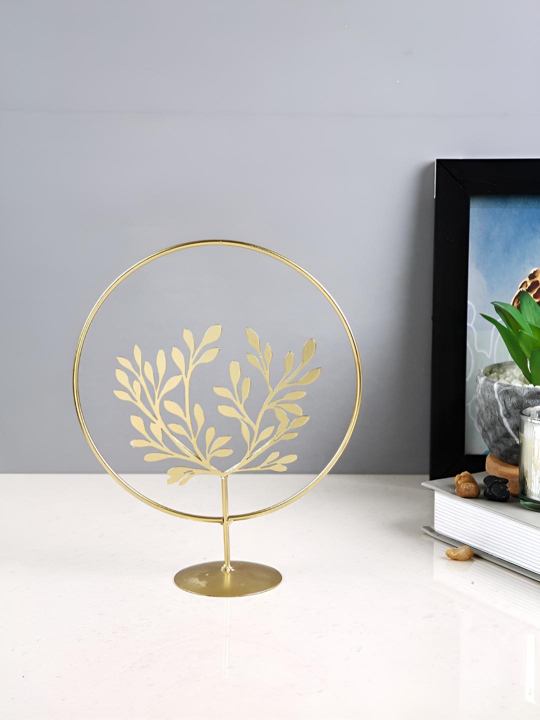 Buy TAYHAA Circle Foliage Gold Metal Metallic Living Room Medium ...
