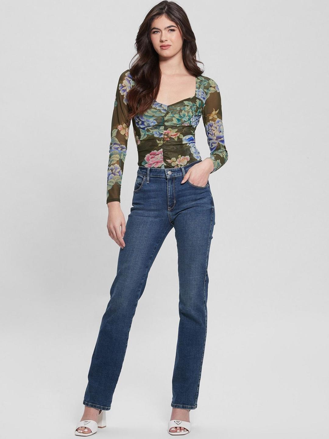 Buy GUESS Floral Print Sweetheart Neck Top - Tops for Women 32839018 ...