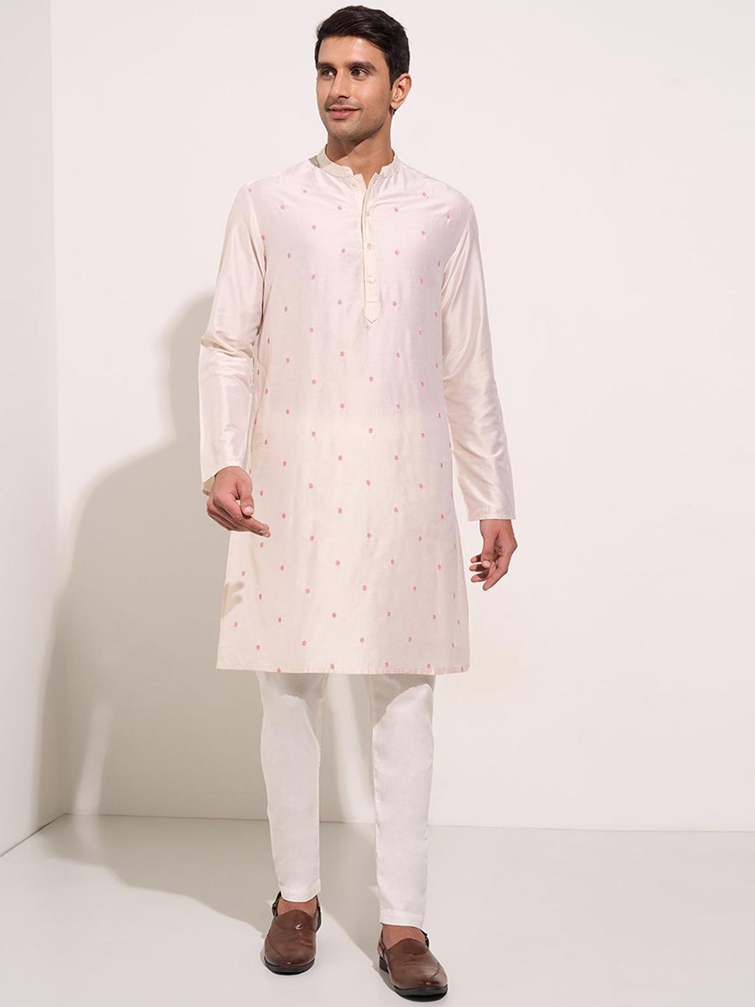 Buy Indus Route By Pantaloons Ethnic Motifs Printed Mandarin Collar ...