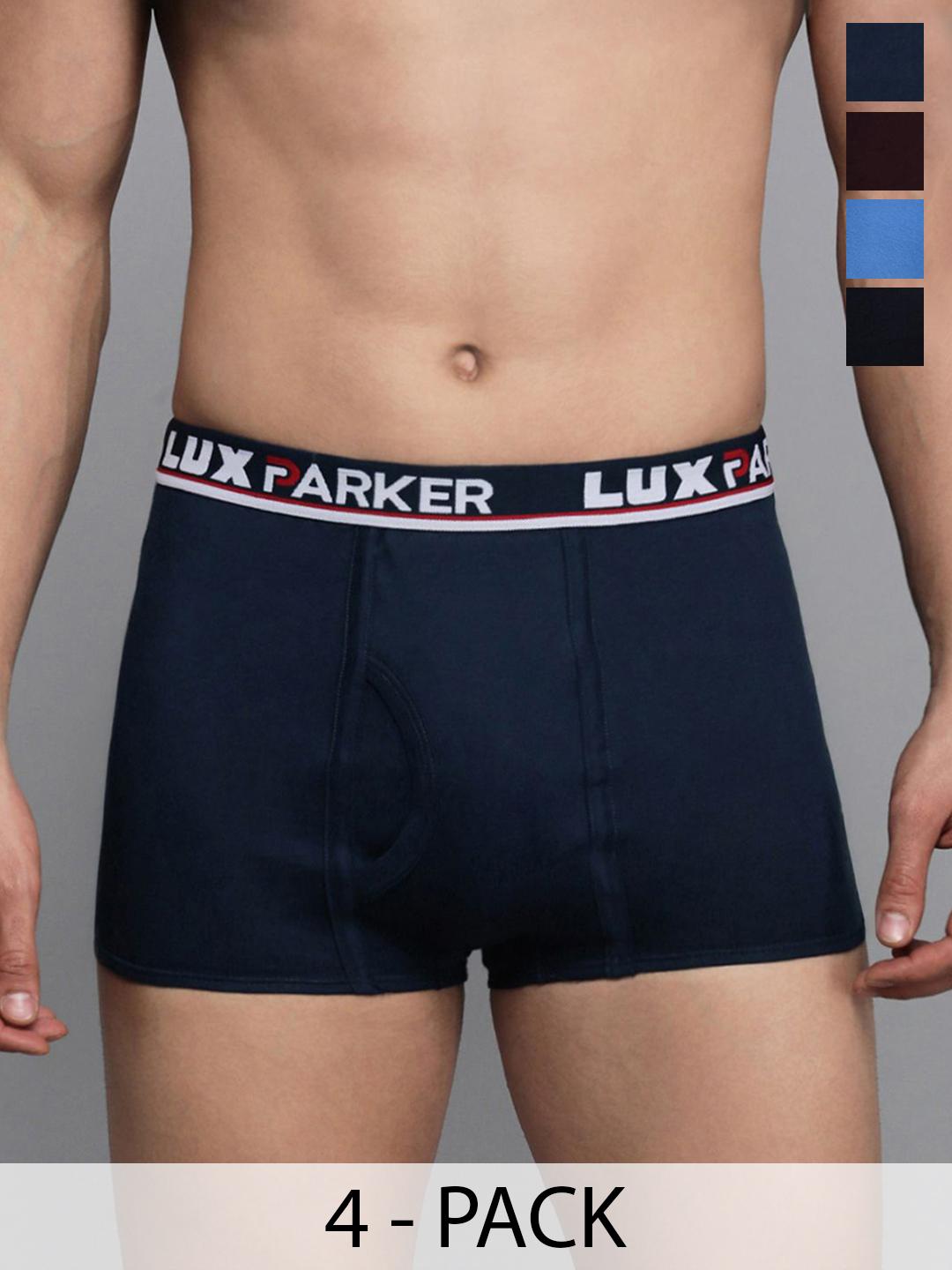 Buy LUX PARKER Pack Of 4 Pure Cotton Long Trunks LUX_PARKER_SEMI LONG ...