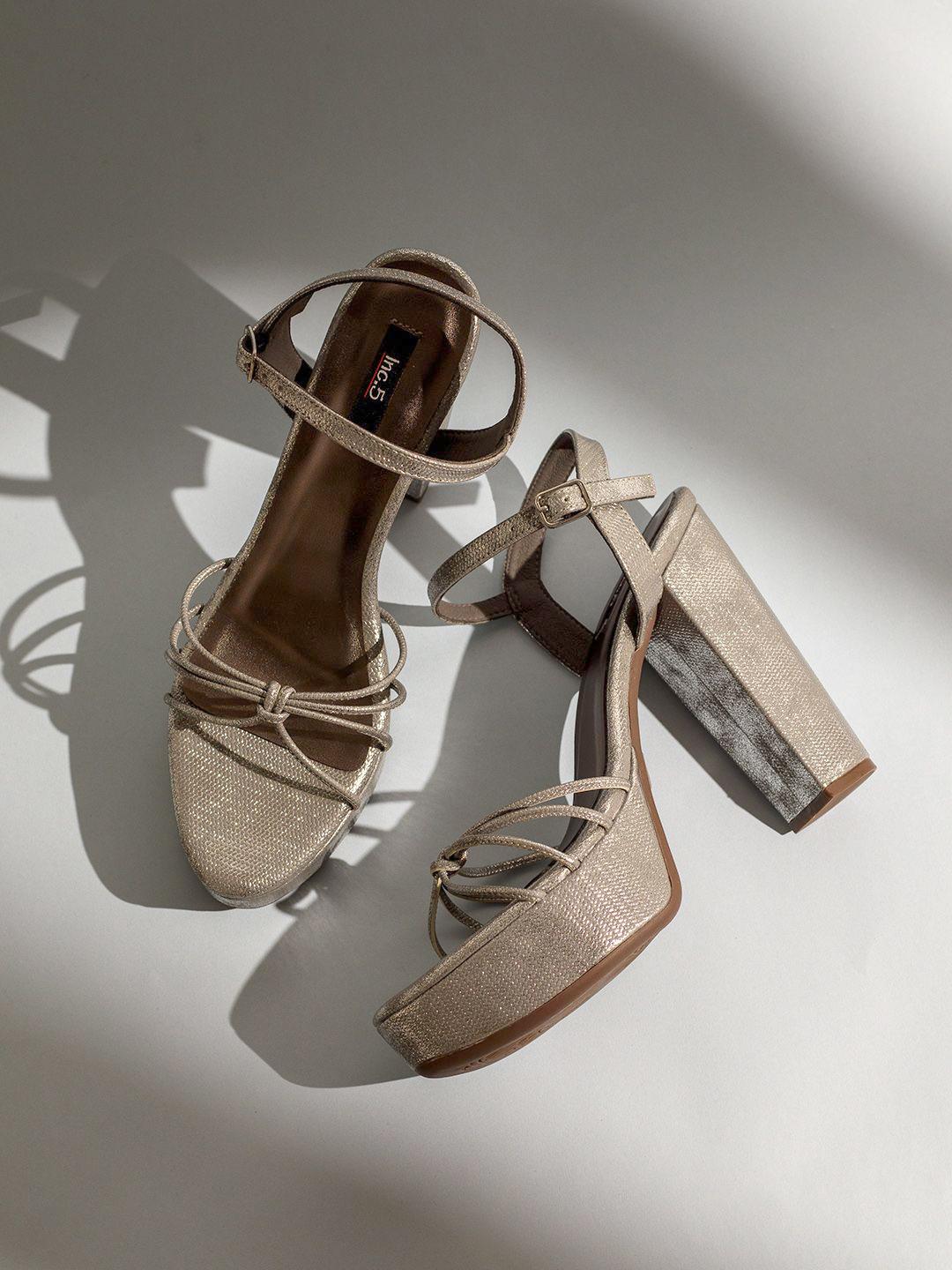 Buy Inc 5 Striped Party High Top Block Sandals With Bows - Heels for ...
