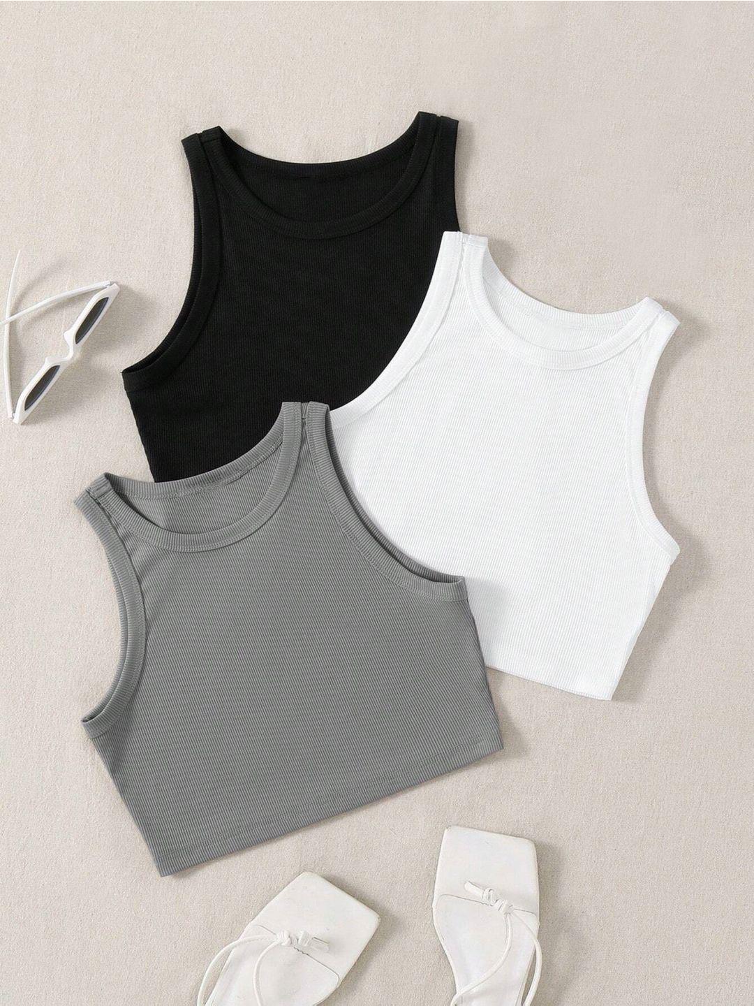 Buy TOOCHKI Women Pack Of 3 Soft Lycra Tank Crop Top - Tops for Women ...