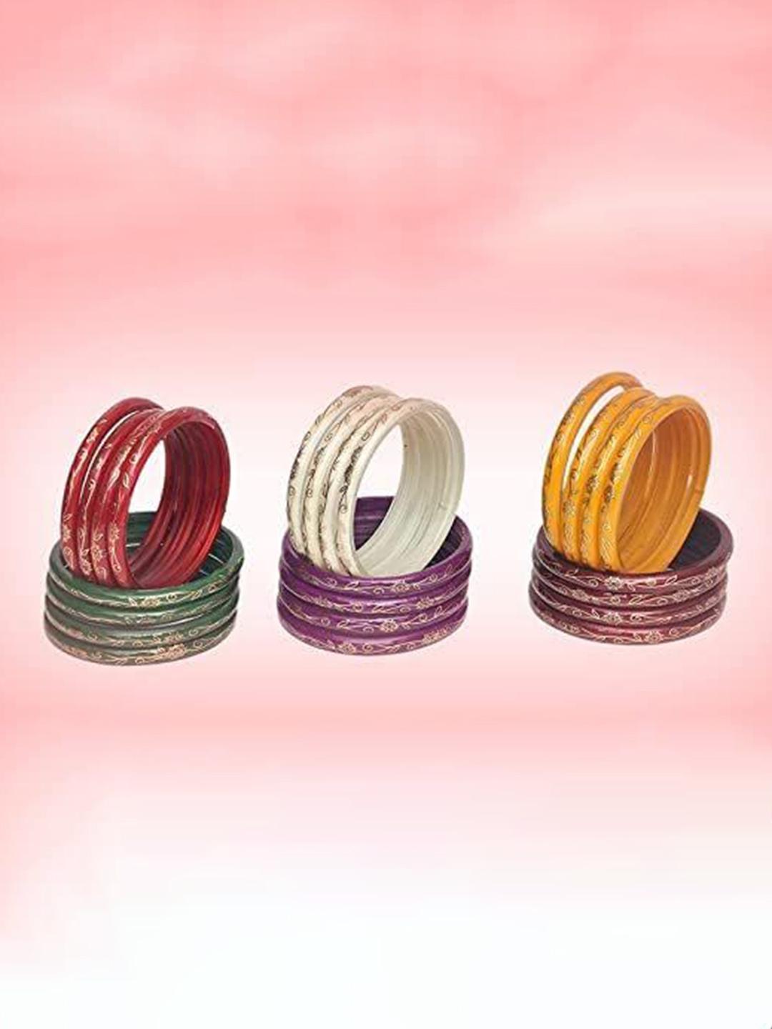 Buy ZULKA Set Of 24 Printed Glass Kada Bangles - Bangle for Women ...