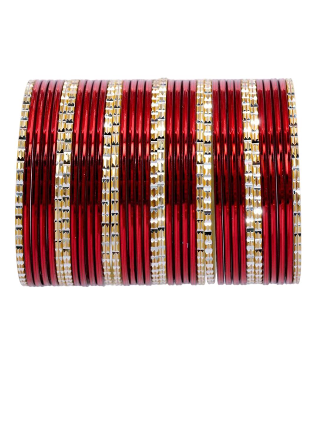 Buy ZULKA Set Of 36 Metal With Cutting & Plane Bangles - Bangle for ...