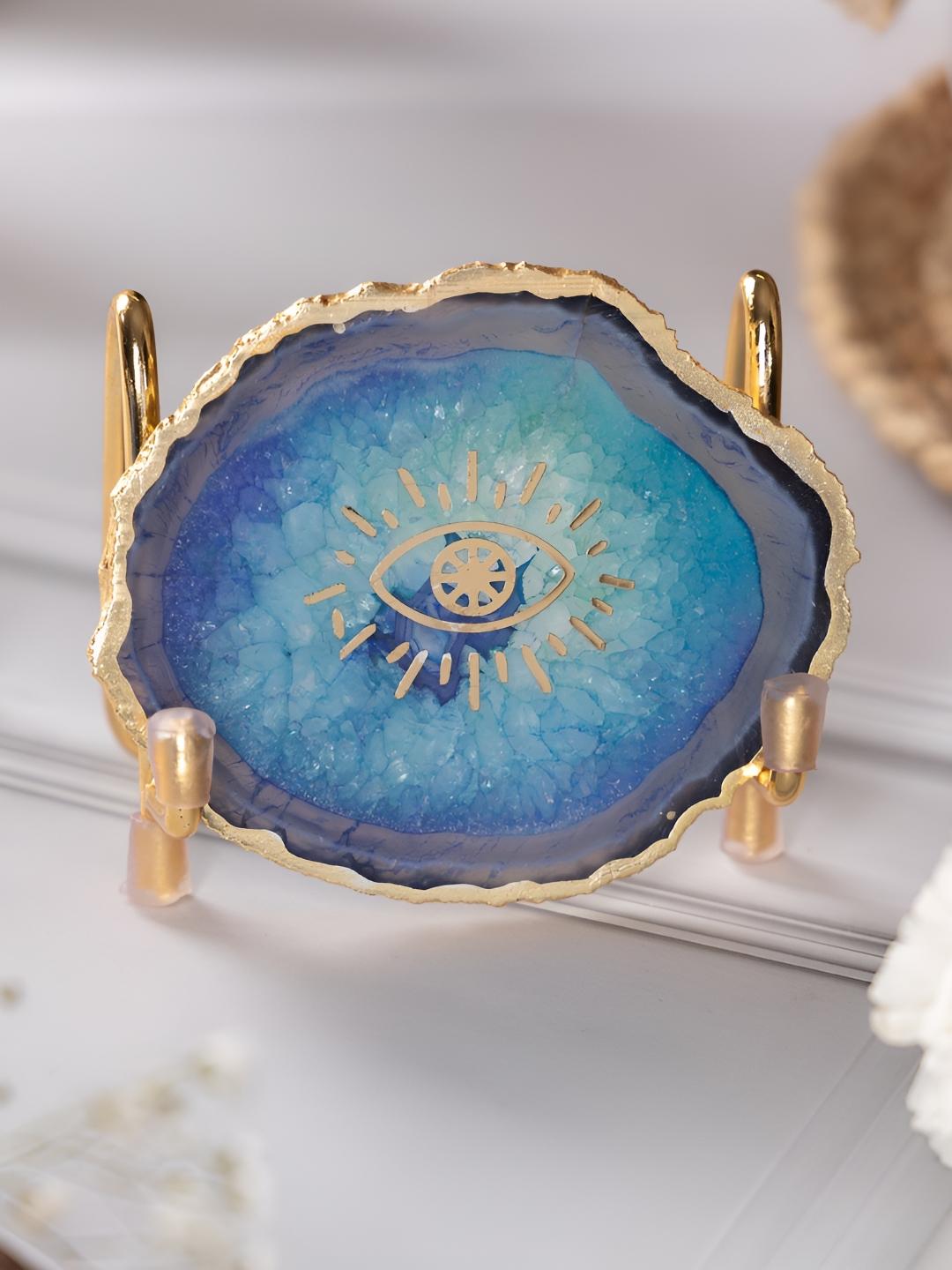 Buy HOMEARTE Evil Eye Blue Stone Natural Living Room Set Of 2 Medium ...
