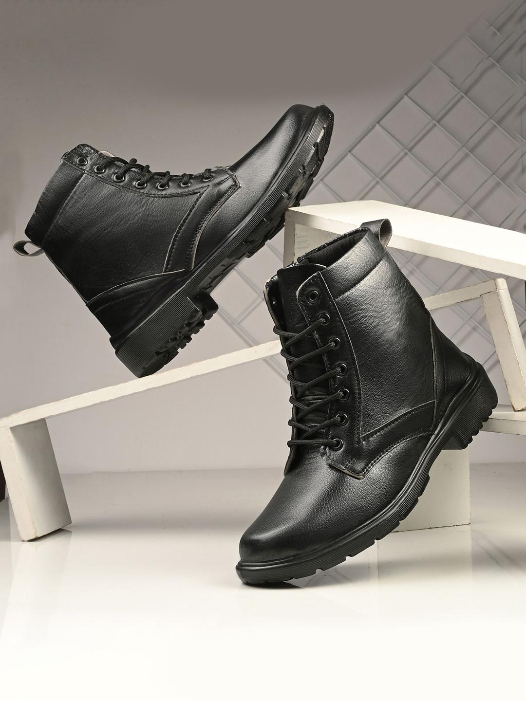 Buy Shoe Island Men Leatherette HB9711 Black High Ankle Length Airmix ...