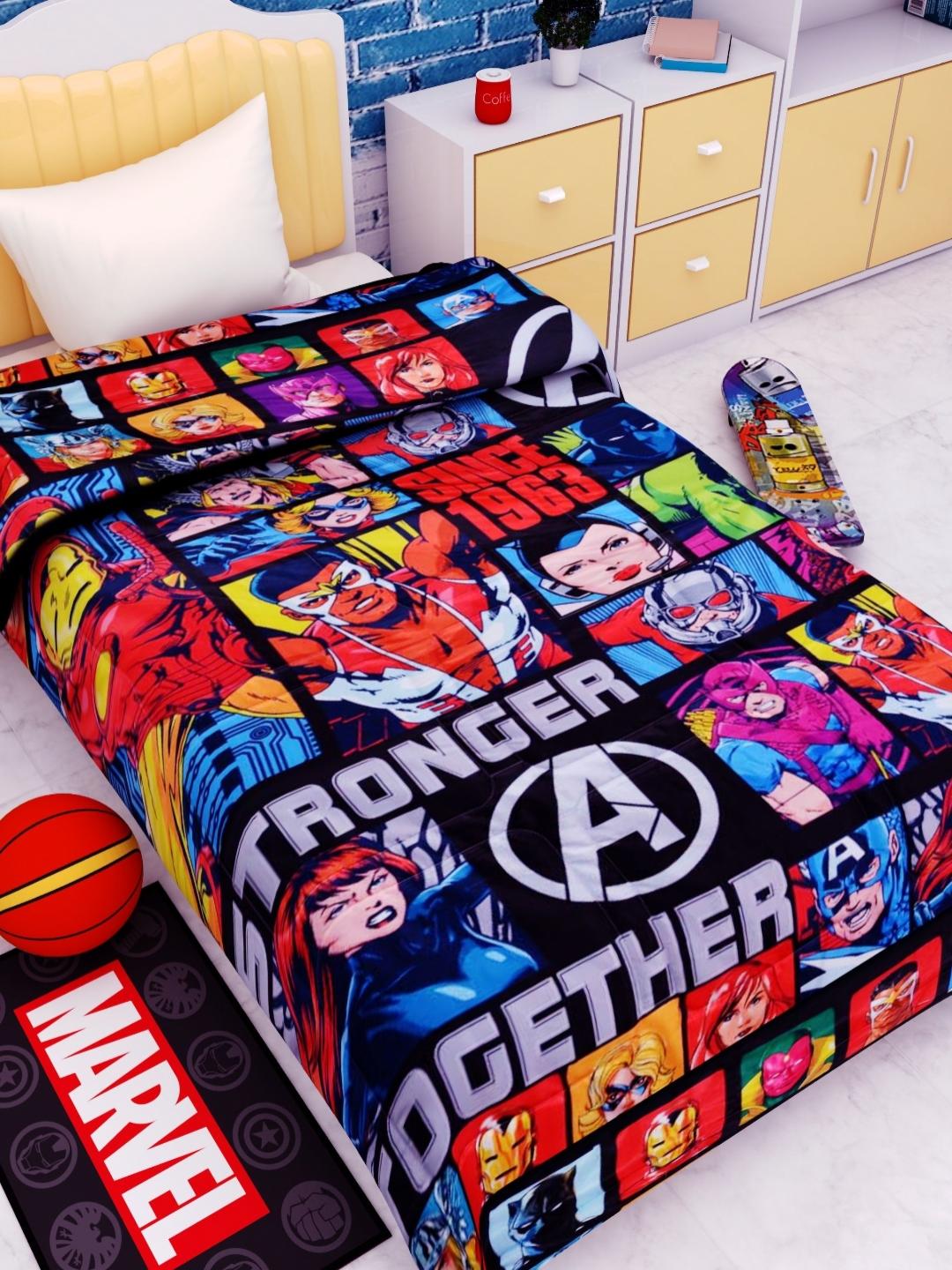 Buy Marvel Pink & Blue Cartoon Characters 300 GSM Single Bed Blanket ...