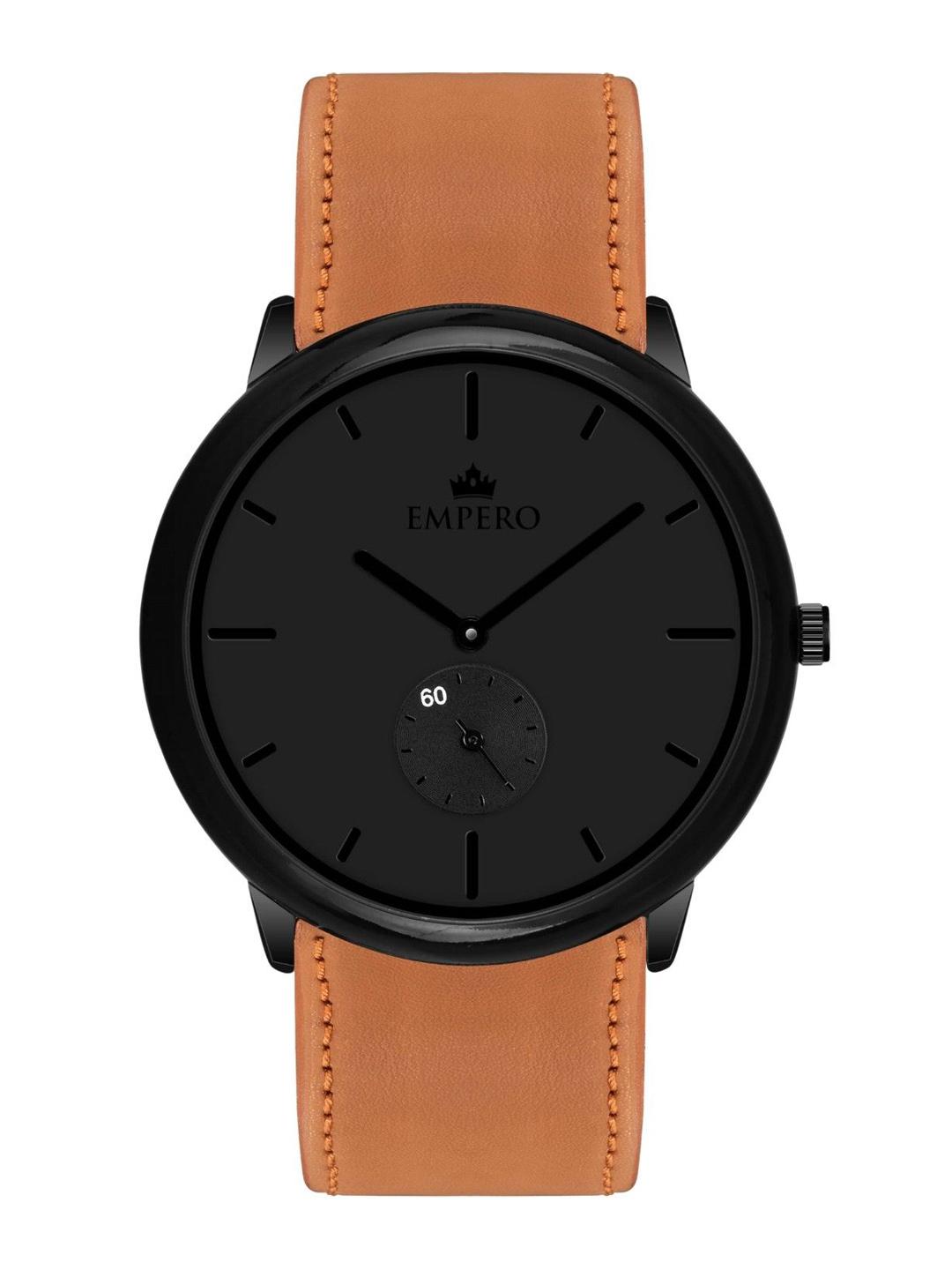 Buy EMPERO Men Brass Dial & Leather Straps Analogue Chronograph Watch ...
