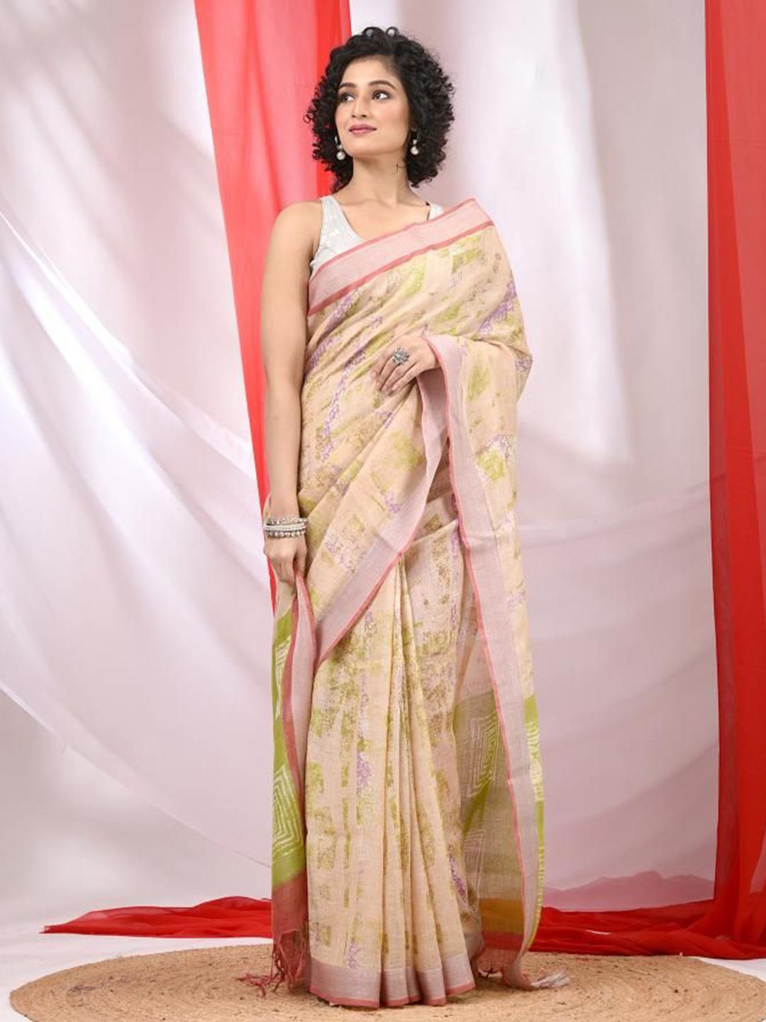 Buy VIBHAVARI Linen Blend Saree - Sarees for Women 32936989 | Myntra