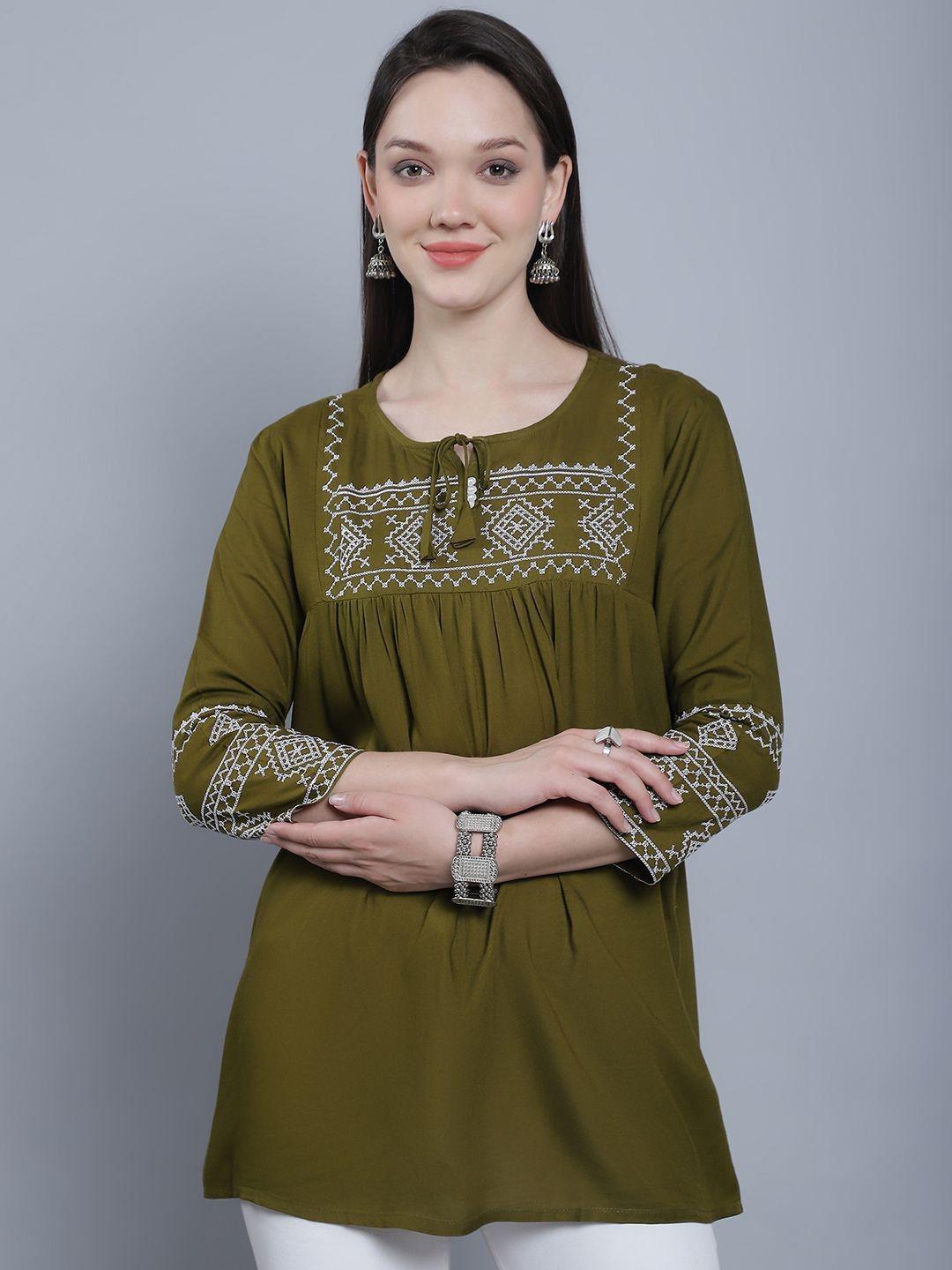 Buy AVAYAYAT Embroidered Keyhole Neck Top - Tops for Women 32973872 ...