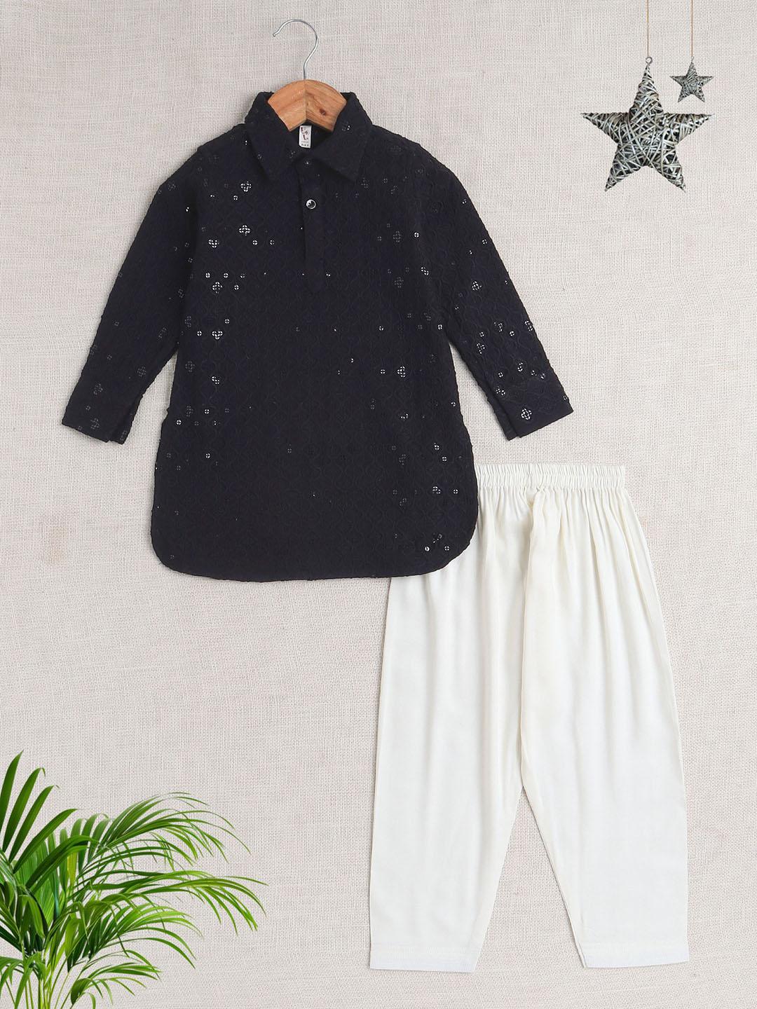 Buy The Magic Wand Boys Ethnic Motifs Embroidered Regular Sequinned ...