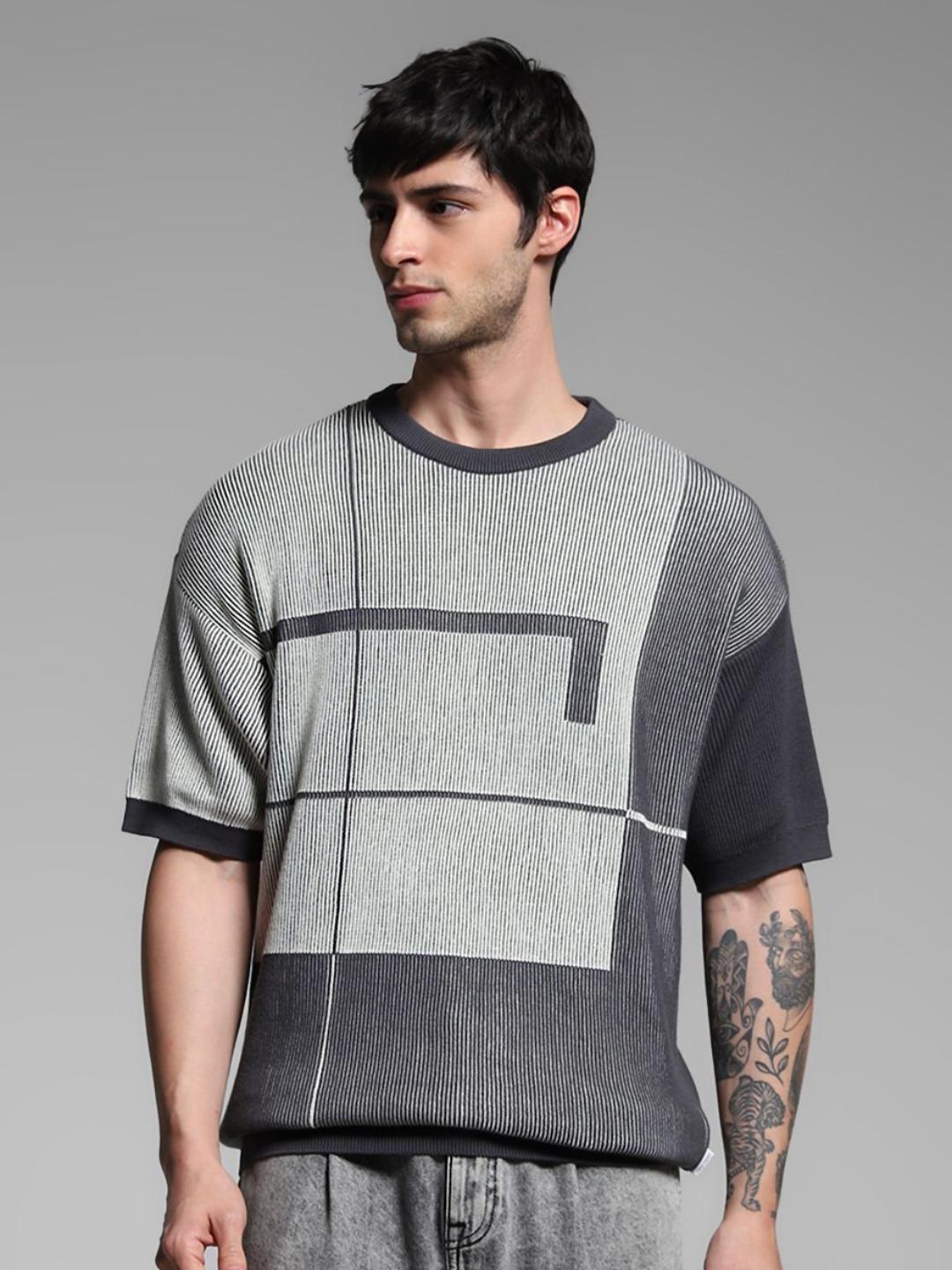 Buy Jack & Jones Men Striped Pockets Oversized T Shirt - Tshirts for ...
