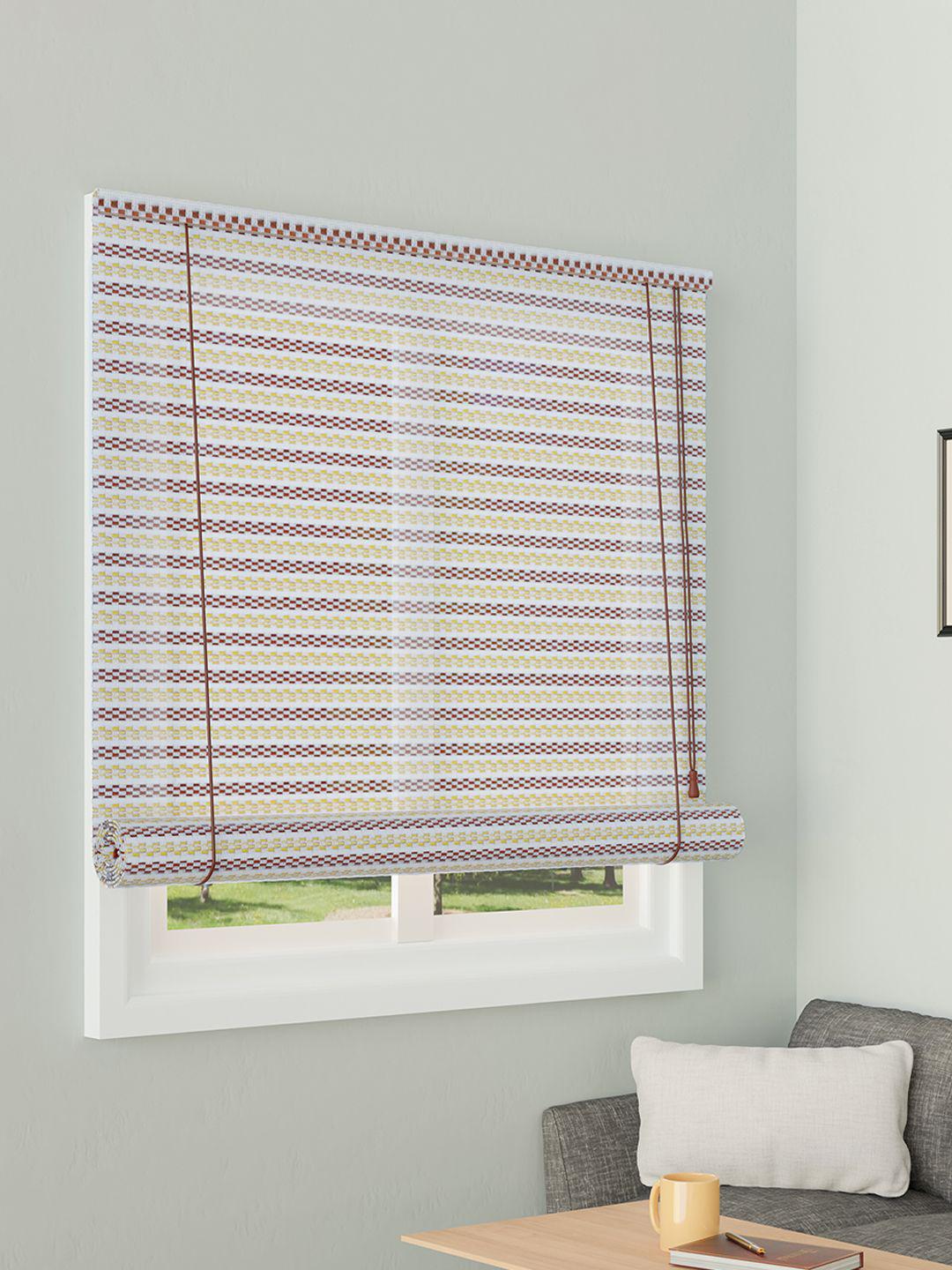 Buy Kuber Industries Cream Coloured & Maroon Geometric Window Blinds ...