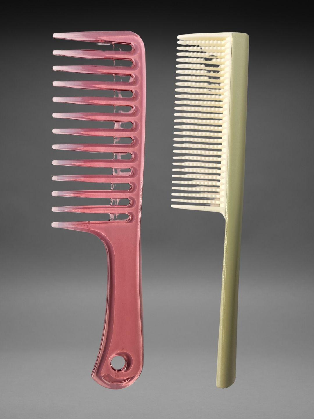 Buy Basicare Set Of 2 Wide Teeth Detangling Hair Combs Pink & Cream ...