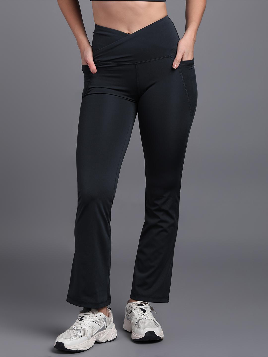 Buy Rock Paper Scissors High Rise Ankle Length Flared Gym Tights ...