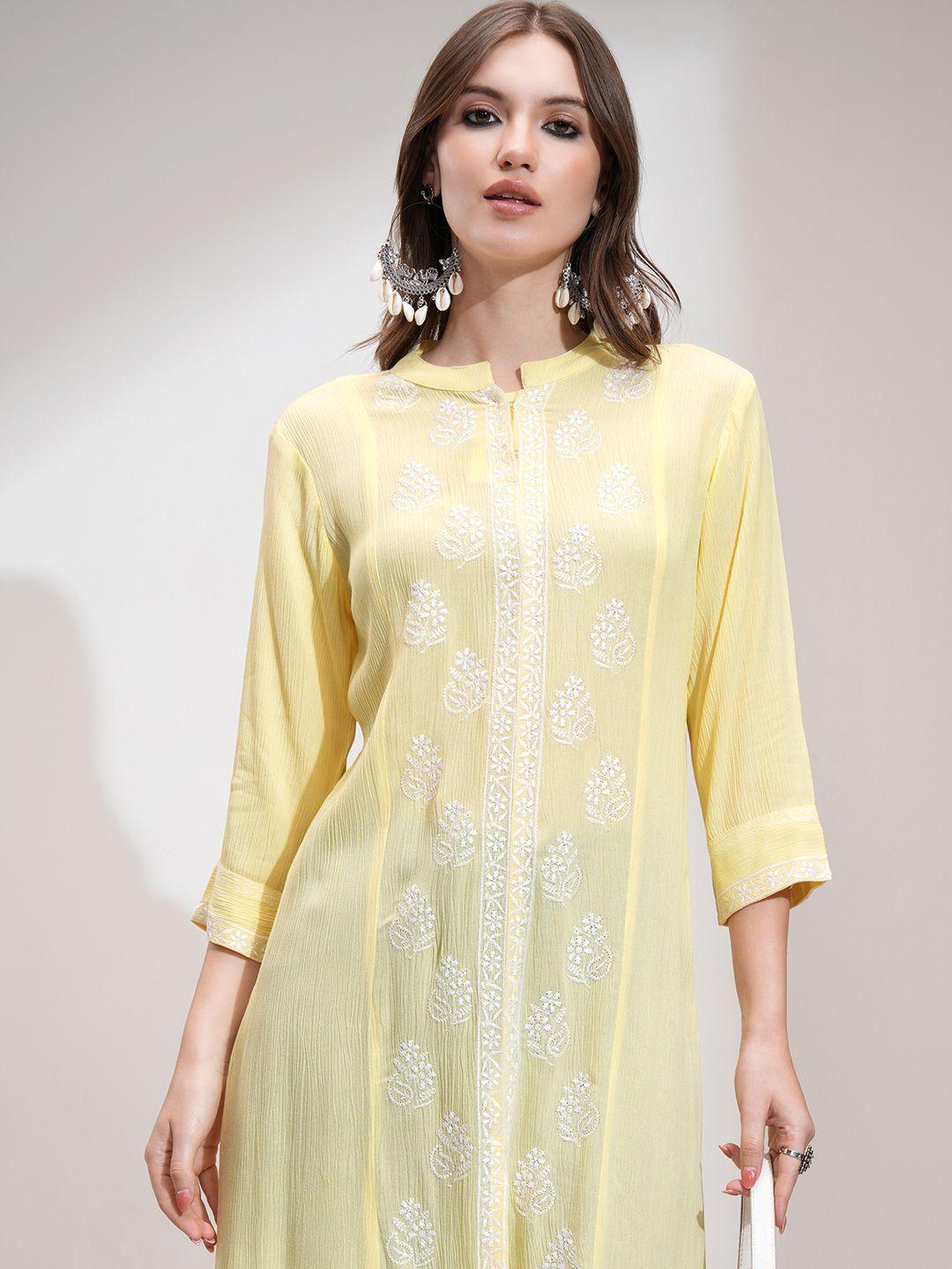 Buy Vishudh Women Embroidered Mandarin Collar Tunic - Tunics for Women ...
